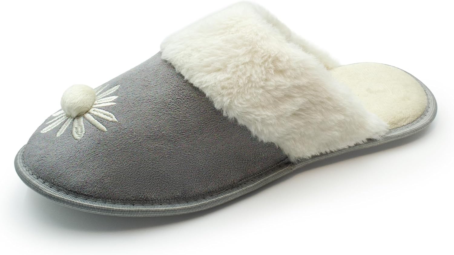 Amazon.com | Warm House Slippers for Women with Daisy Embroidery ...