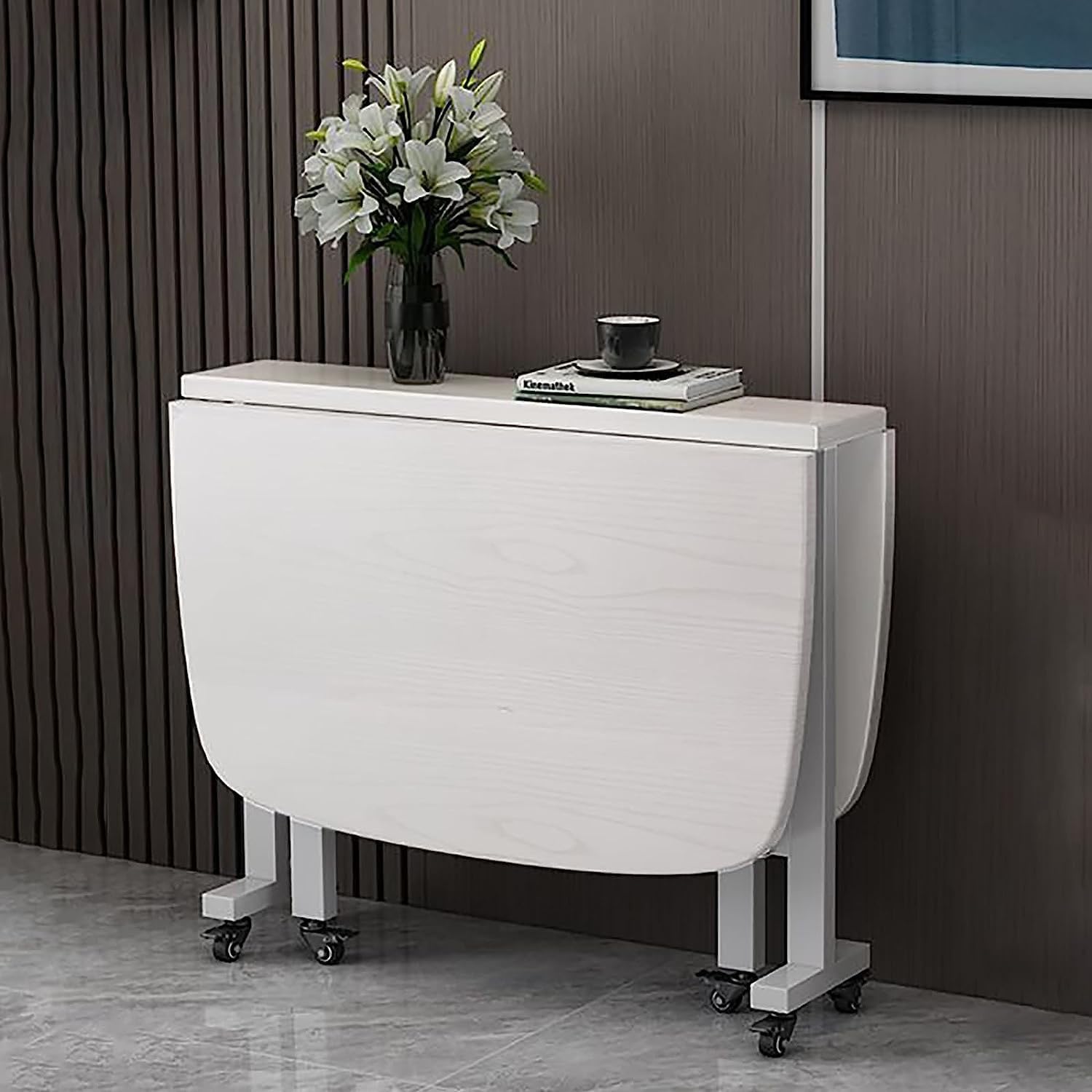 RAYACO Drop-Leaf Foldable Table, Wood Rectangular Dining Table, Space ...