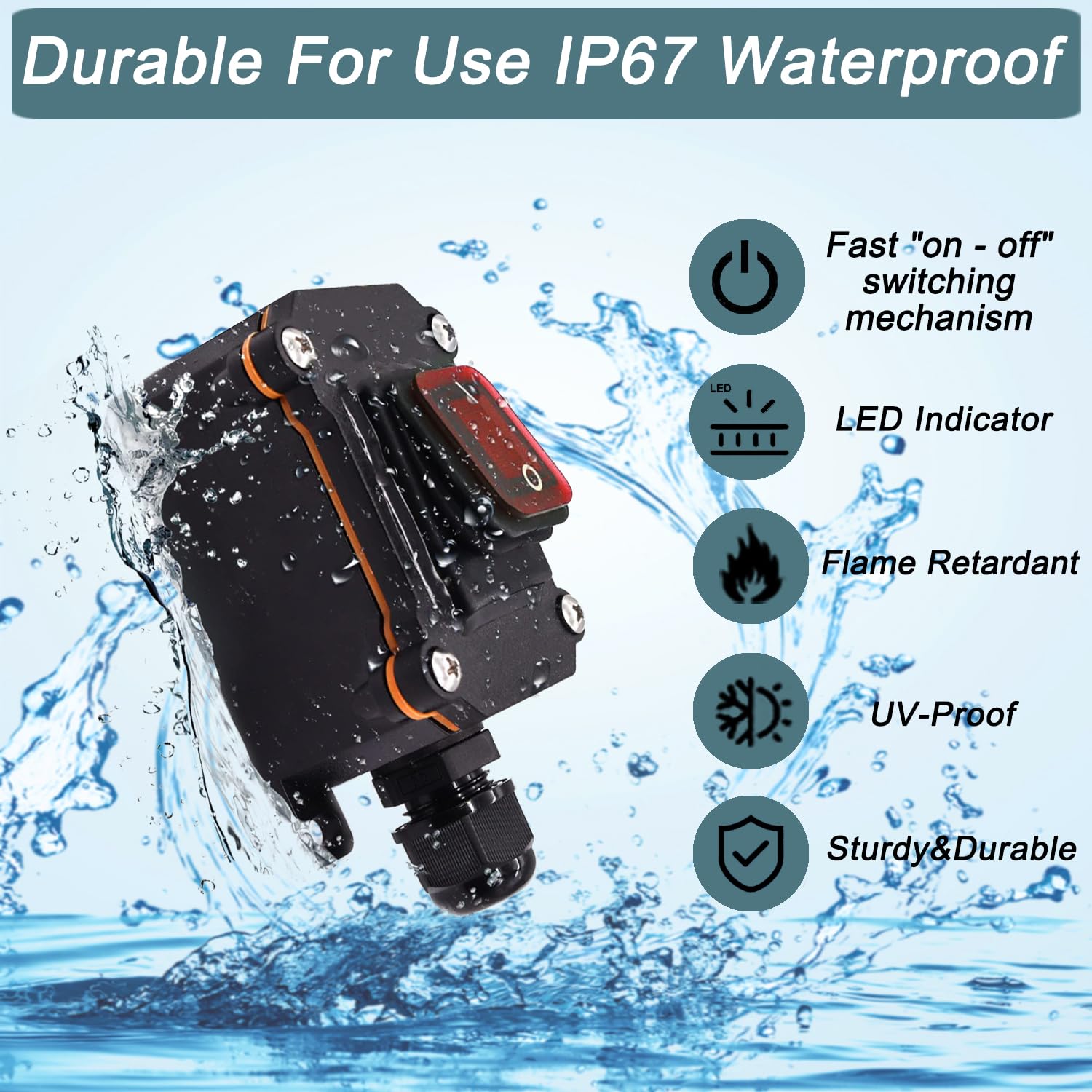 Snapklik.com : KarlKers IP67 Waterproof Inline Cord Switch, DPST 16A ...