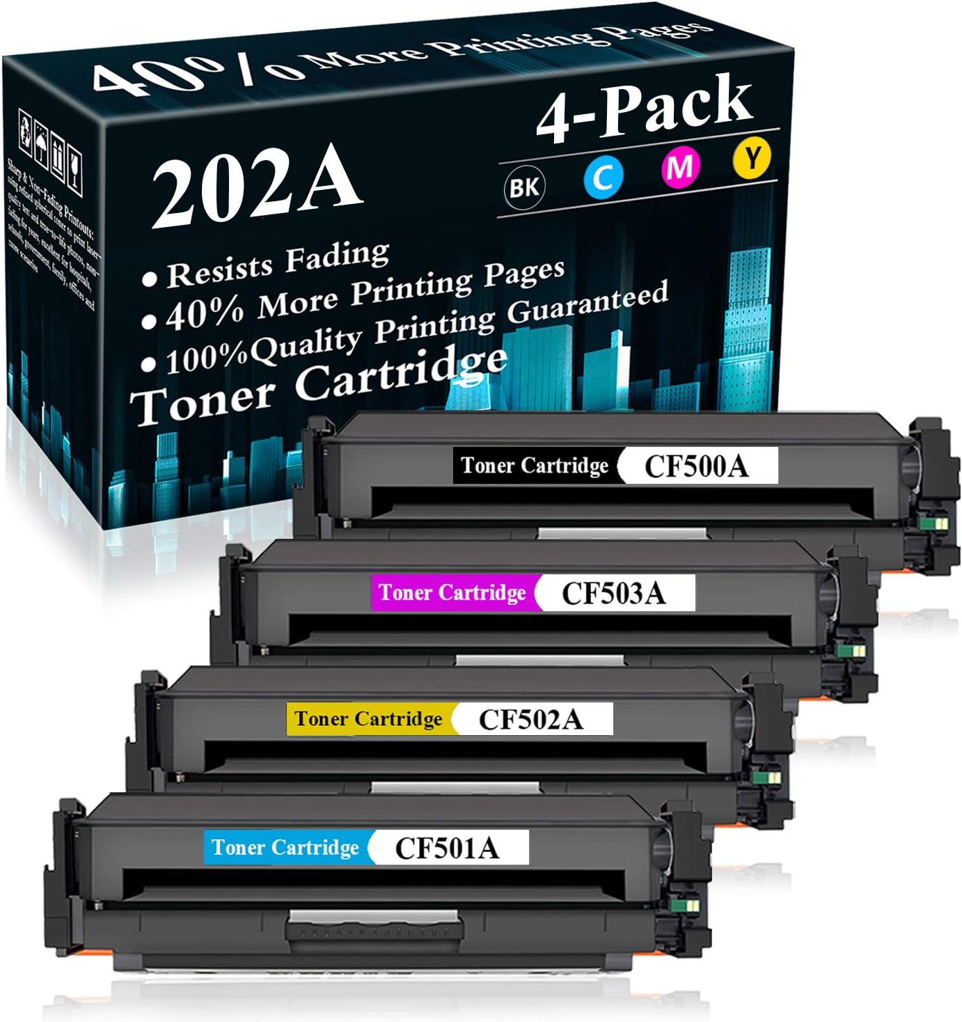 Amazon.com: 4 Pack (BK+C+M+Y) 202A | CF500A CF501A CF502A CF503A Toner ...