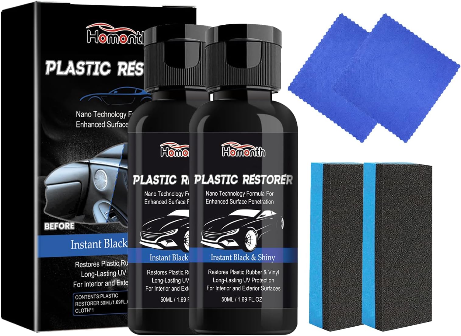 Mxlfdc 2 Pack Back to Black Trim Restorer, Car Plastic Restorer Black ...