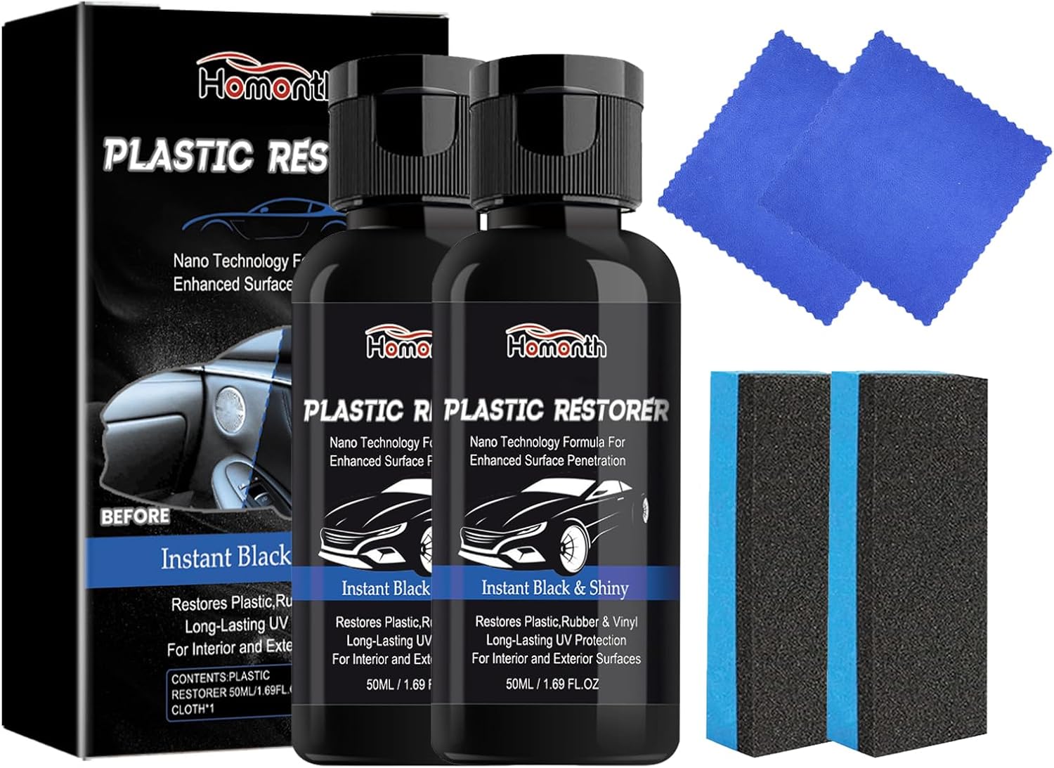 Mxlfdc 2 Pack Back to Black Trim Restorer, Car Plastic Restorer Black ...