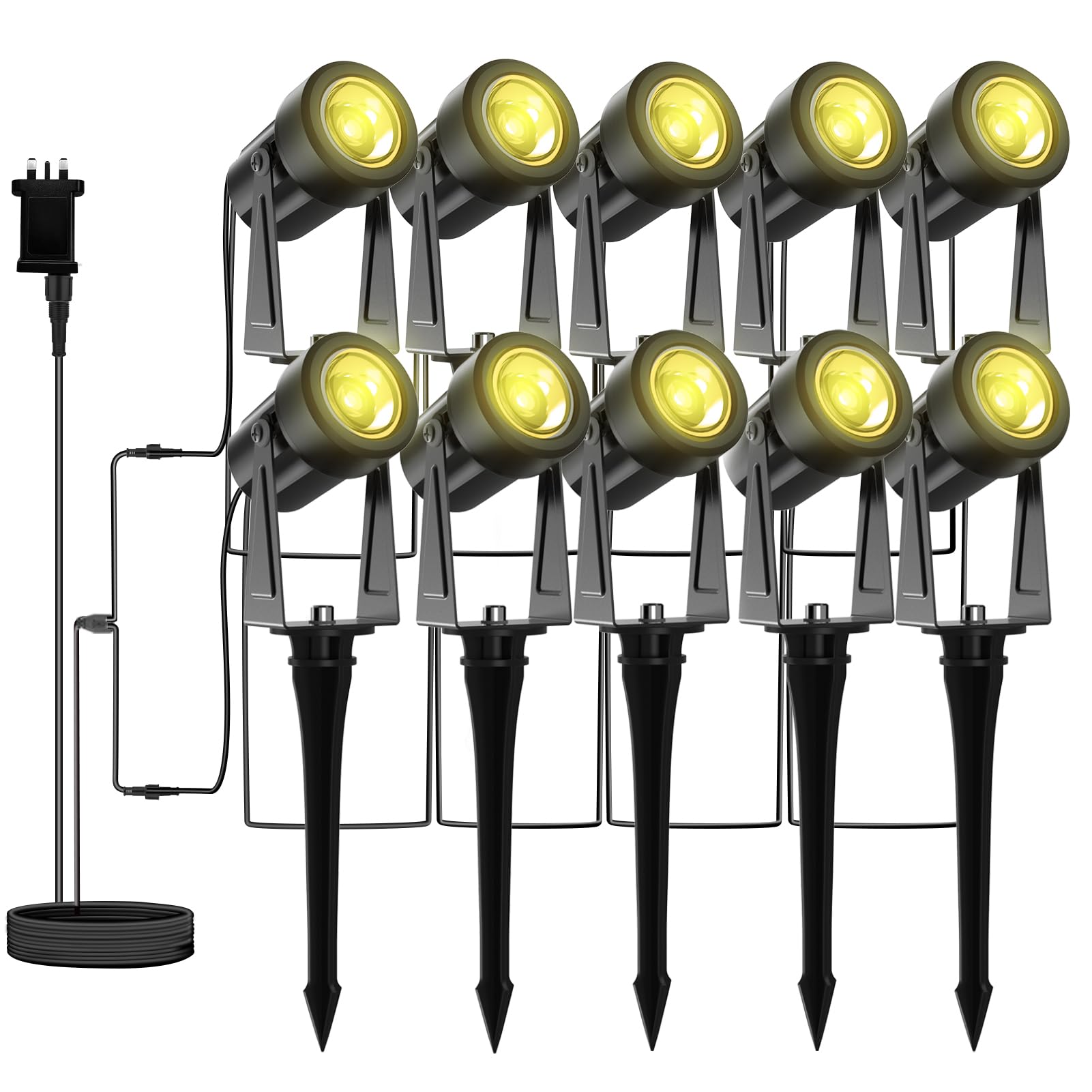 LONIUTO Garden Spike Lights 10-in-1, Garden Lights Mains Powered 3000K ...