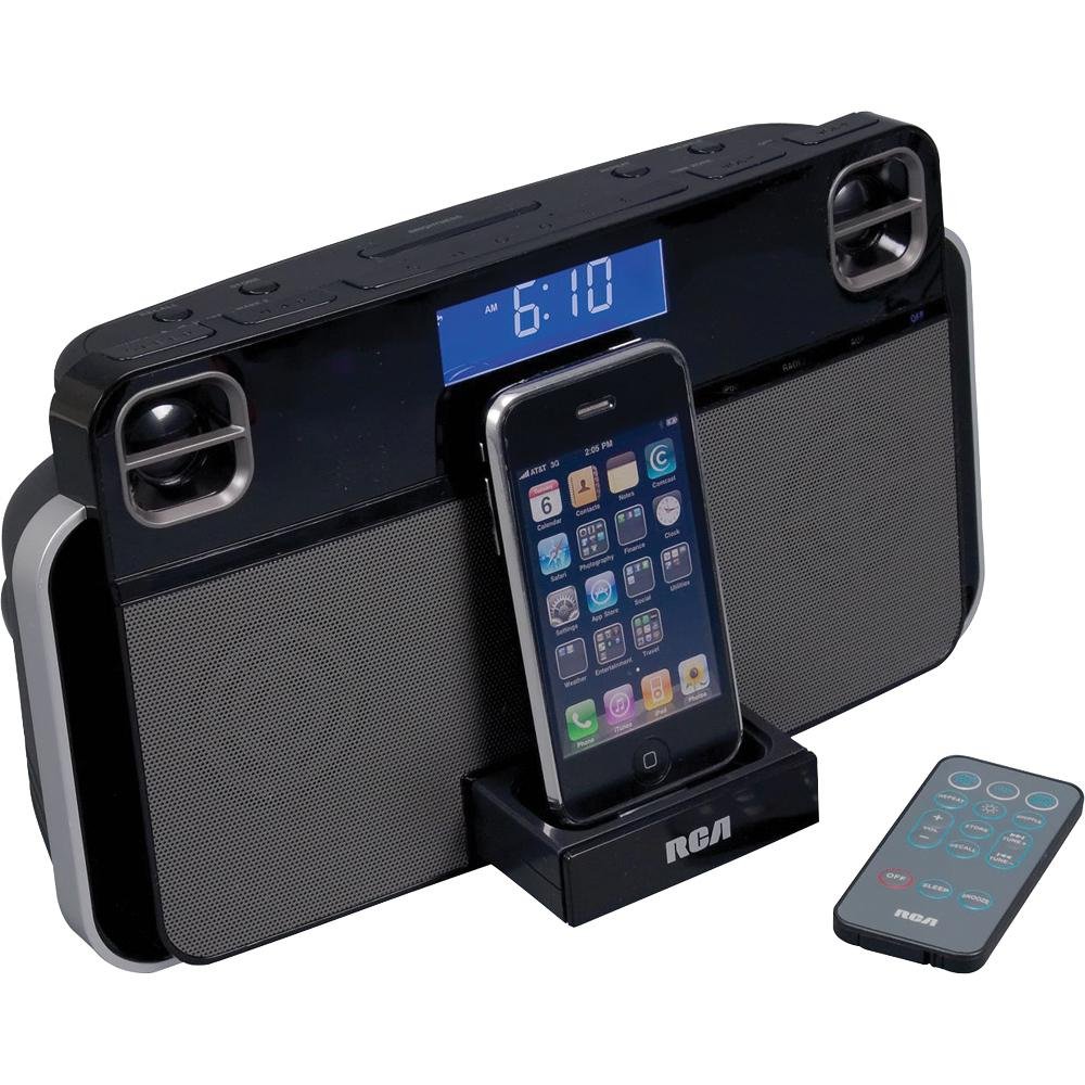 RCA iPod/iPhone Dual Alarm Clock Radio with Docking Station (Black ...