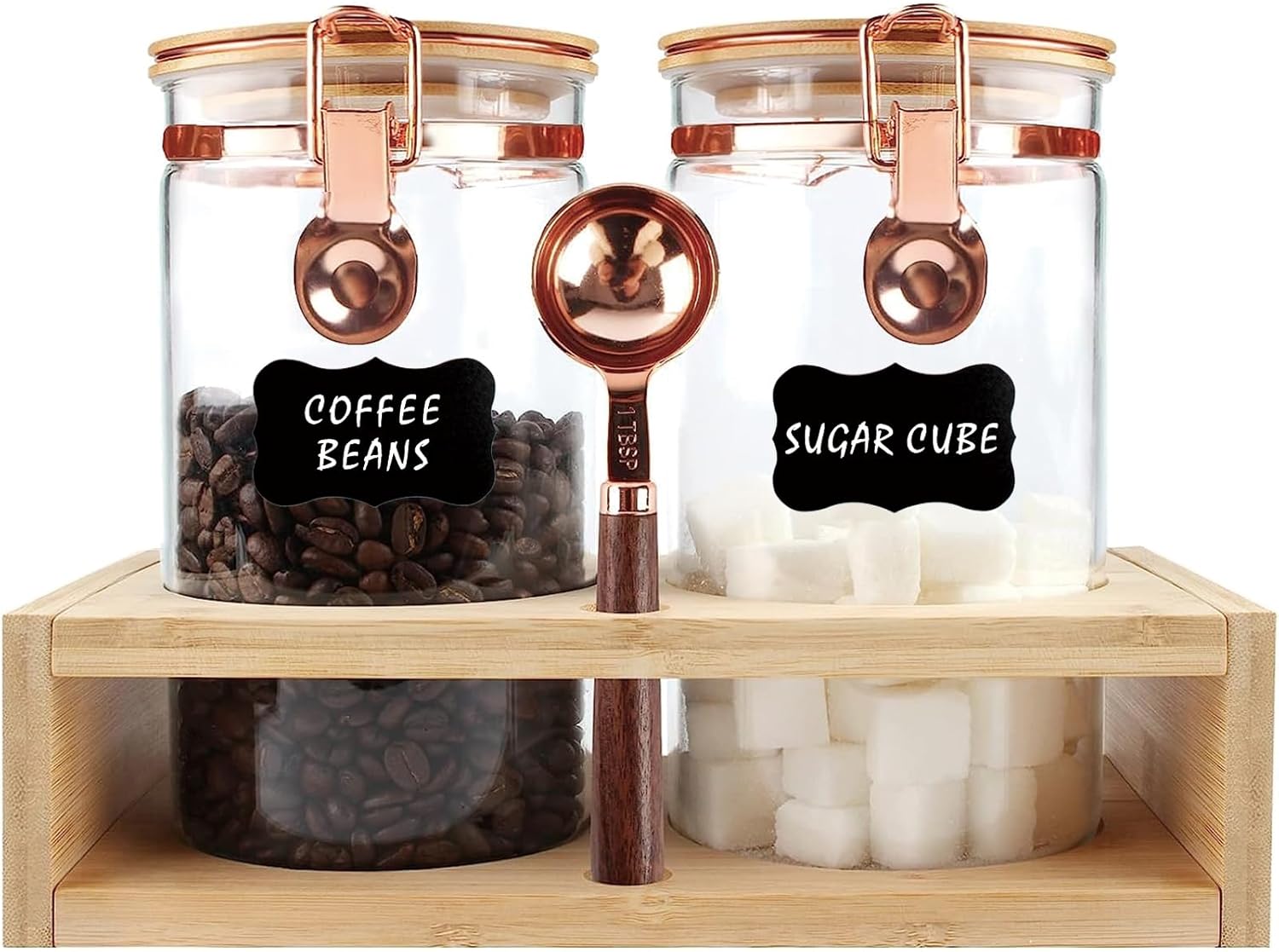 Amazon.com: YMEYME Copper Glass Coffee Canisters Set - 2pcs Airtight ...