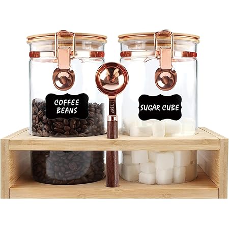 Amazon.com: Liengoron 3x54oz Glass Coffee Bean Storage Container with ...