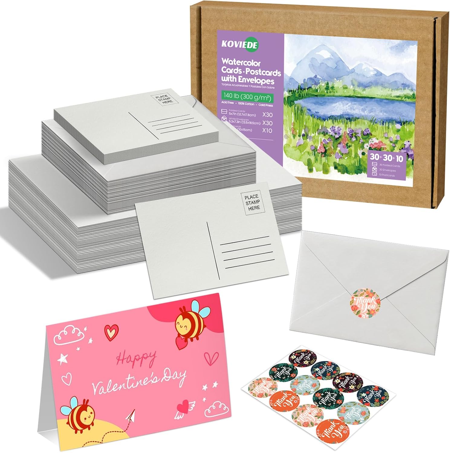 Amazon.com: KOVIEDE 30 Pack Blank Foldable Watercolor Cards with ...