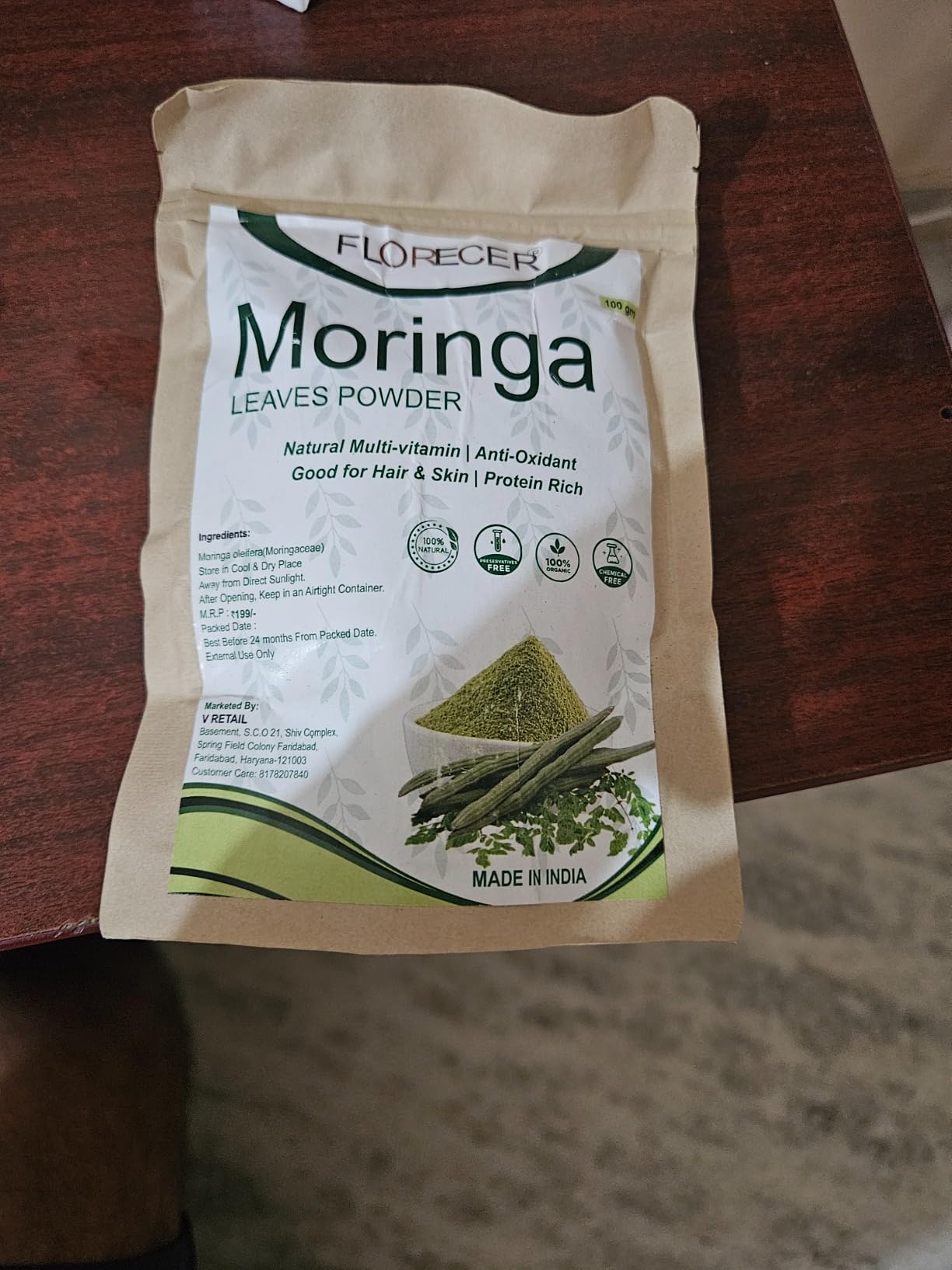 Florecer Organic Moringa Leaf Powder For Hair And Skin| Drumstick ...