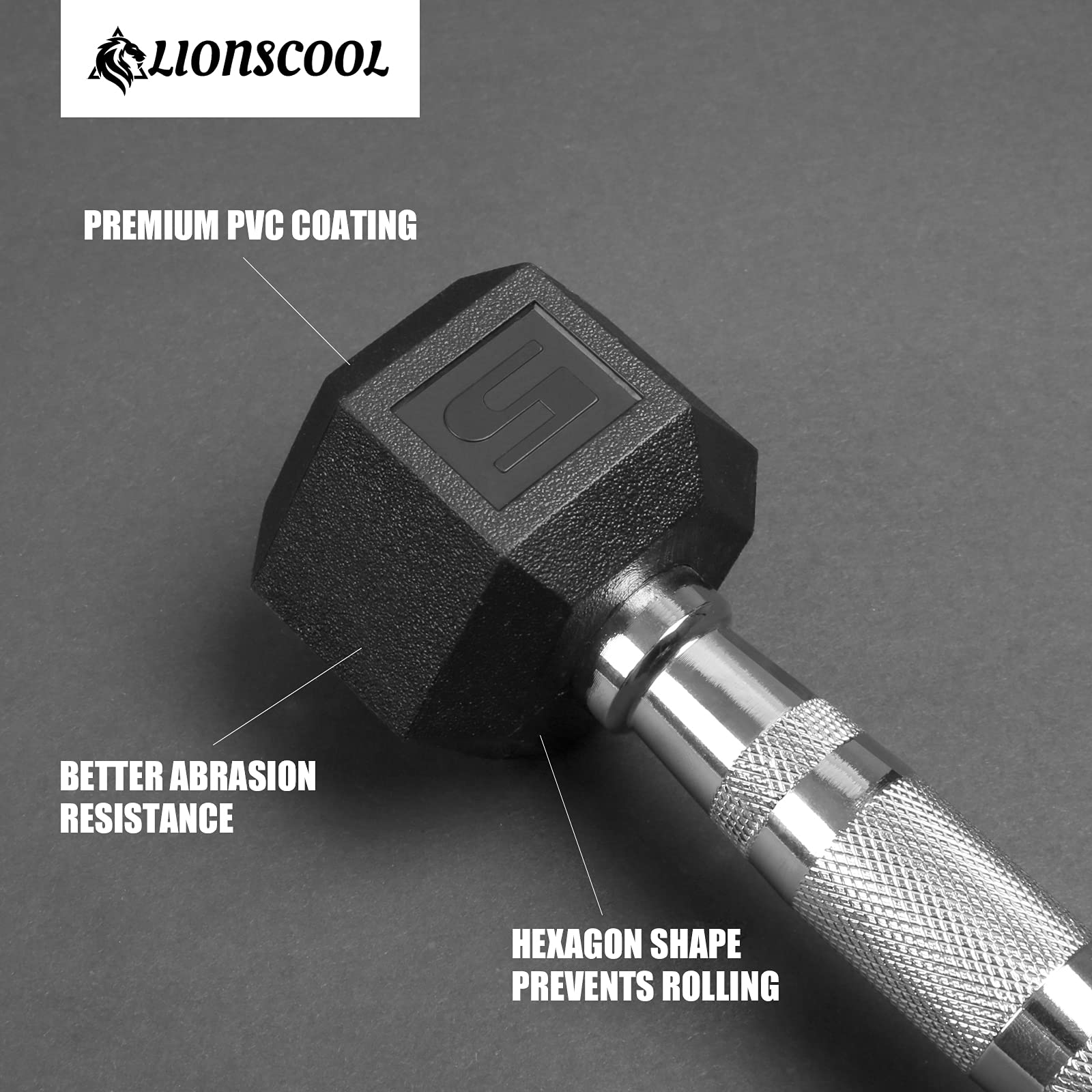 LIONSCOOL PVC Encased Hex Dumbbell in Pairs or Single, Premium Hand ...