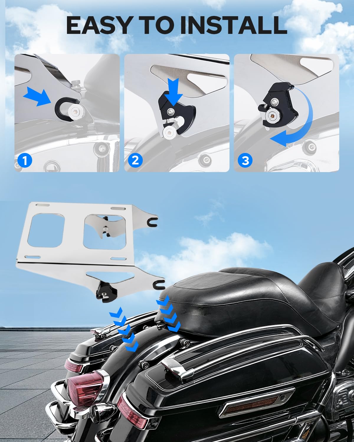 Snapklik.com : Upgraded Luggage Rack, Quick-Detach Two-Up Tour Pack Pak ...
