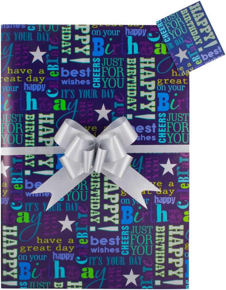 Mens Father's Day Wrapping Paper - 100% Recycled and Recyclable Blue ...