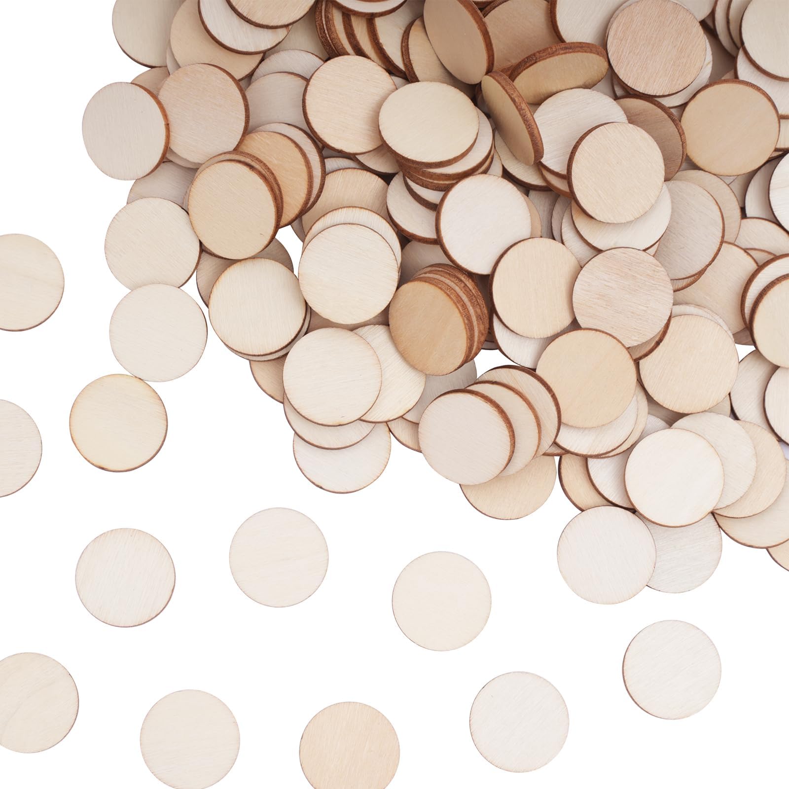 MANCHAP 200 PCS 3cm Wood Circles, 2mm Thick Natural Round Discs, Small ...