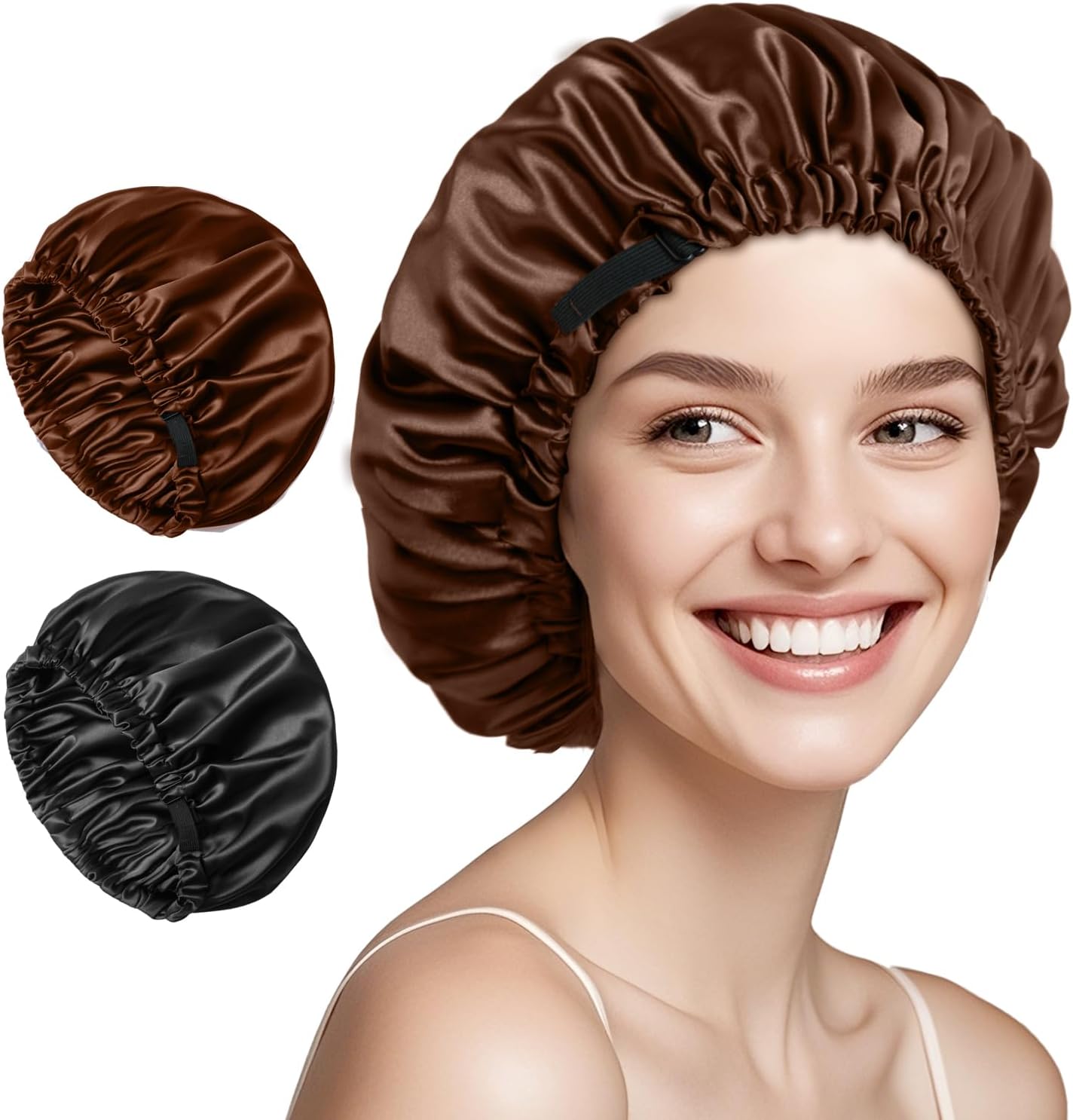 Amazon.com: NVNAN Satin Bonnet for Women,Double Layer Adjustable Sleep ...