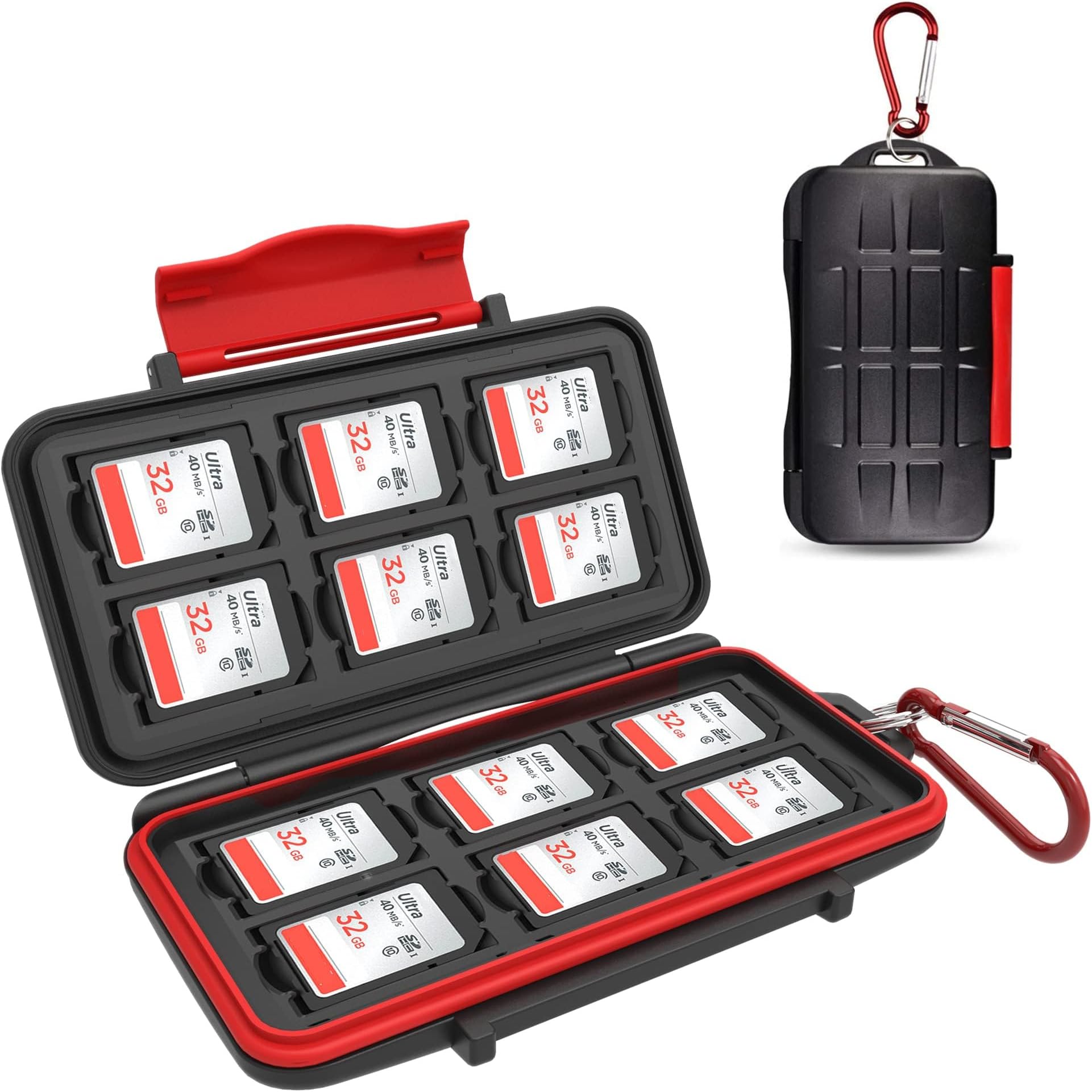 JJC 12 Slots Memory Card Case Slim Holder for 4 SD SDXC SDHC and 8 ...