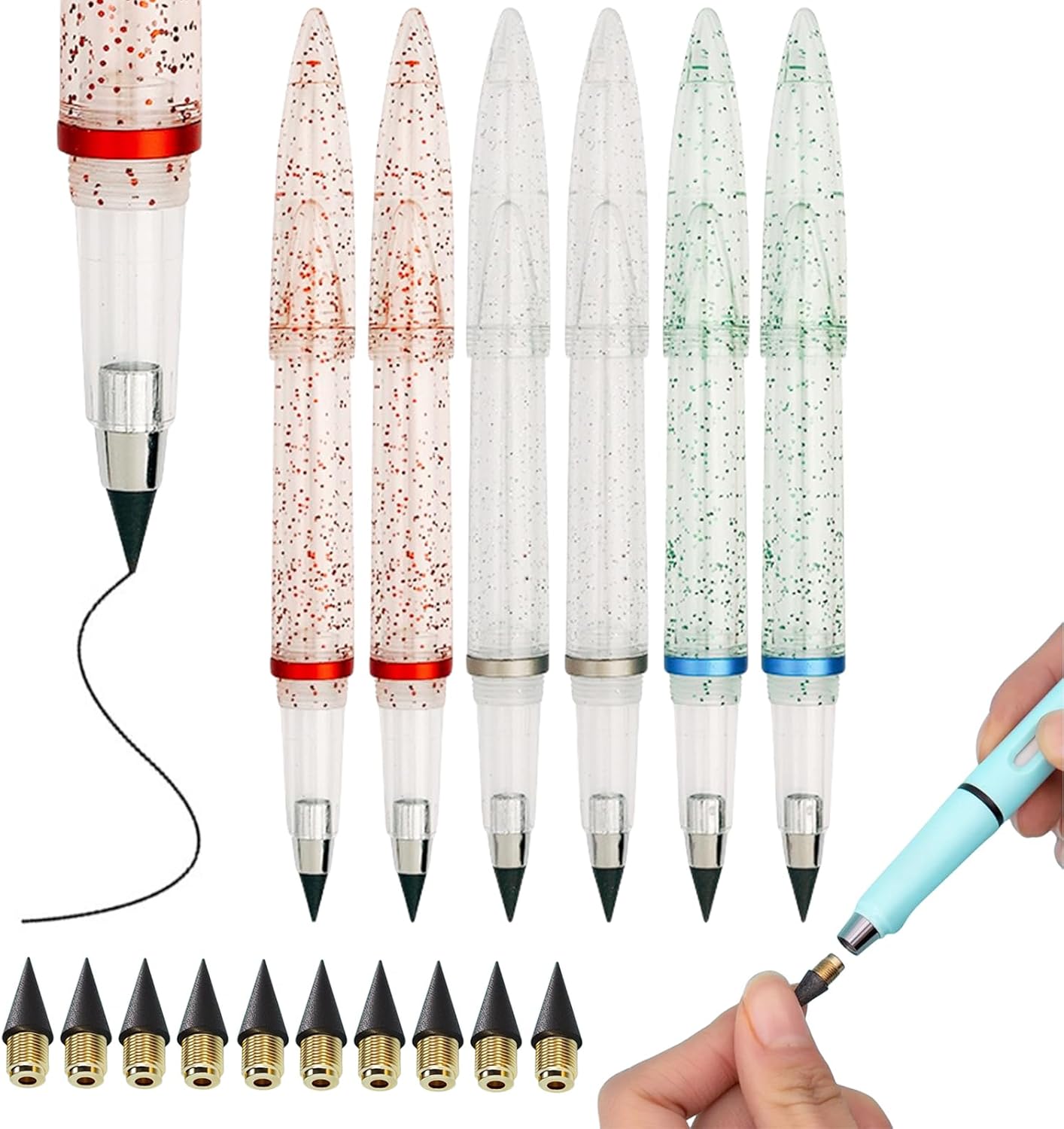 ATBEAMEN 6 Sets Inkless Magic Pencils Eternity with Eraser,6Pcs ...