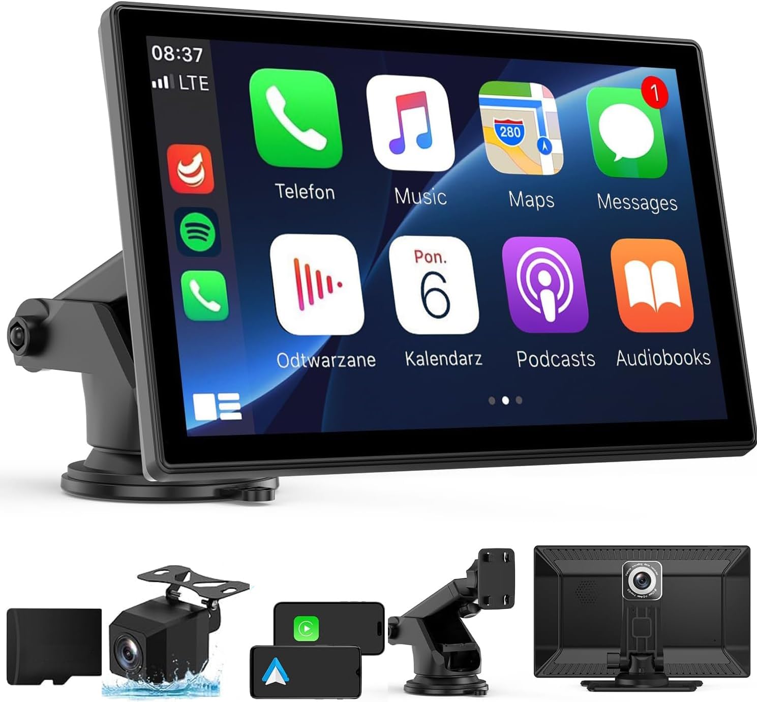 Wireless Carplay Screen for Car with 4K Front and Rear Dash Cam- 9.6 ...