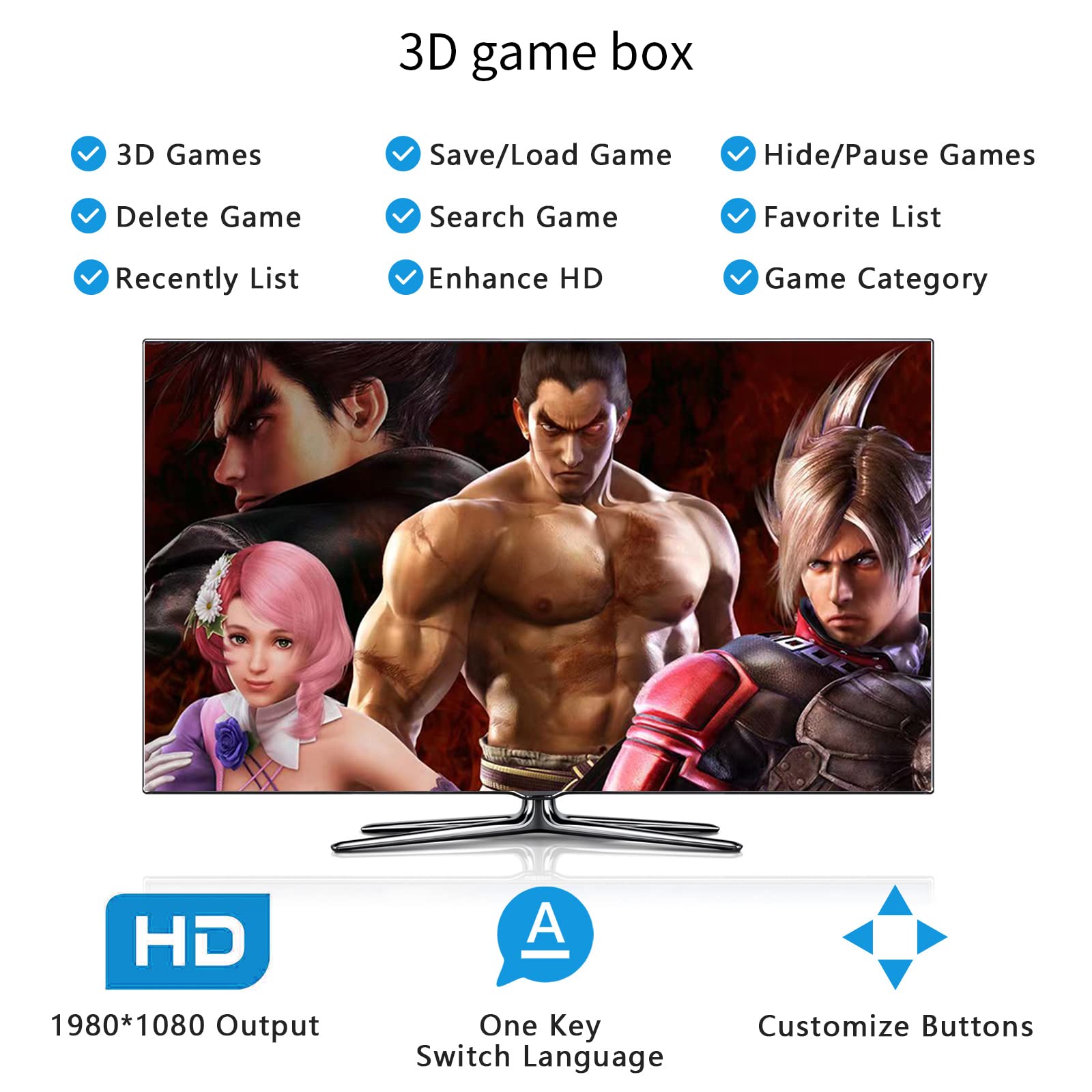 FVBADE[38000 Games in 1 Retro Games Arcade Game Console,HD Classic Game Console with Two 2.4G ...