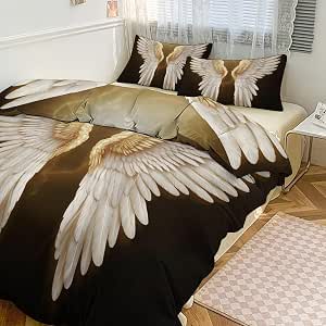 Amazon.com: QMNVBDS Angel Wing Comforter Set Reversible Duvet Cover Set ...