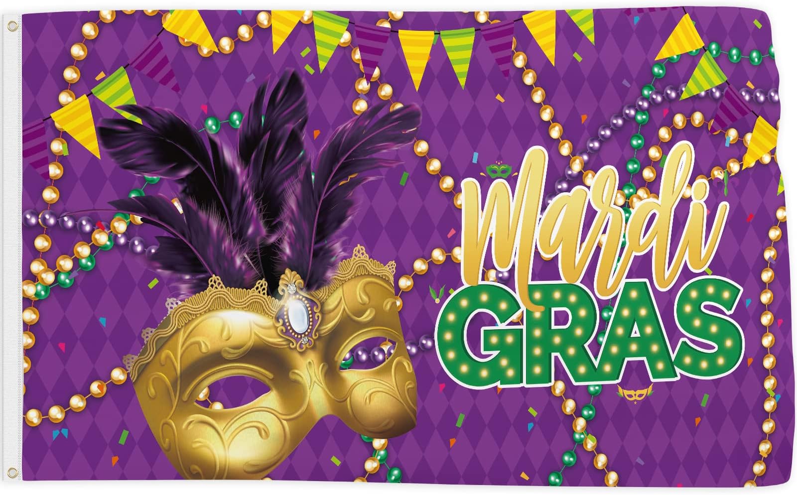 Amazon.com: Mardi Gras Plain Flag - 3x5ft Poly - Perfect for Parties ...