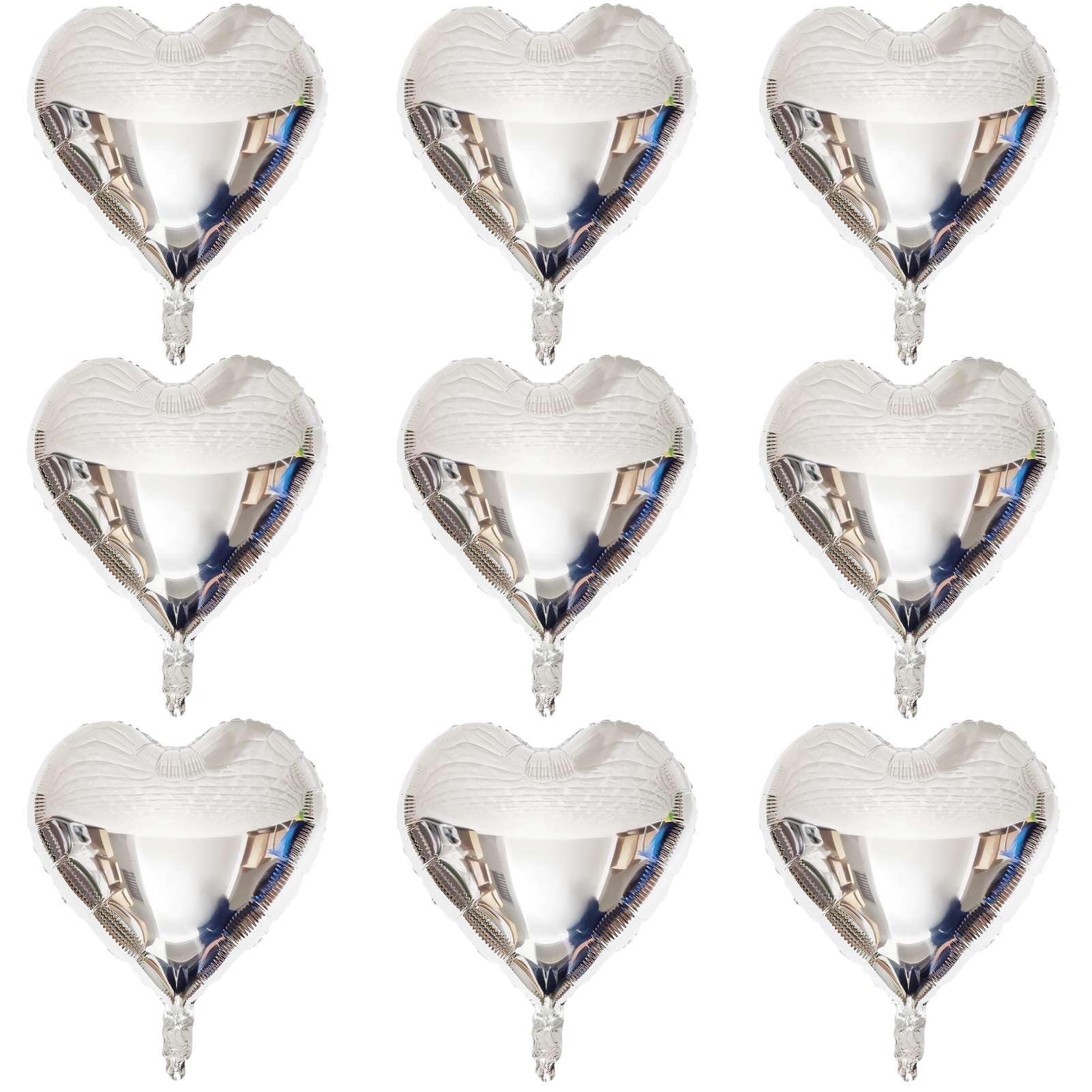 Amazon.com: Lovoir 10 Pcs Silver Heart Shape Foil Mylar Balloons 18 ...