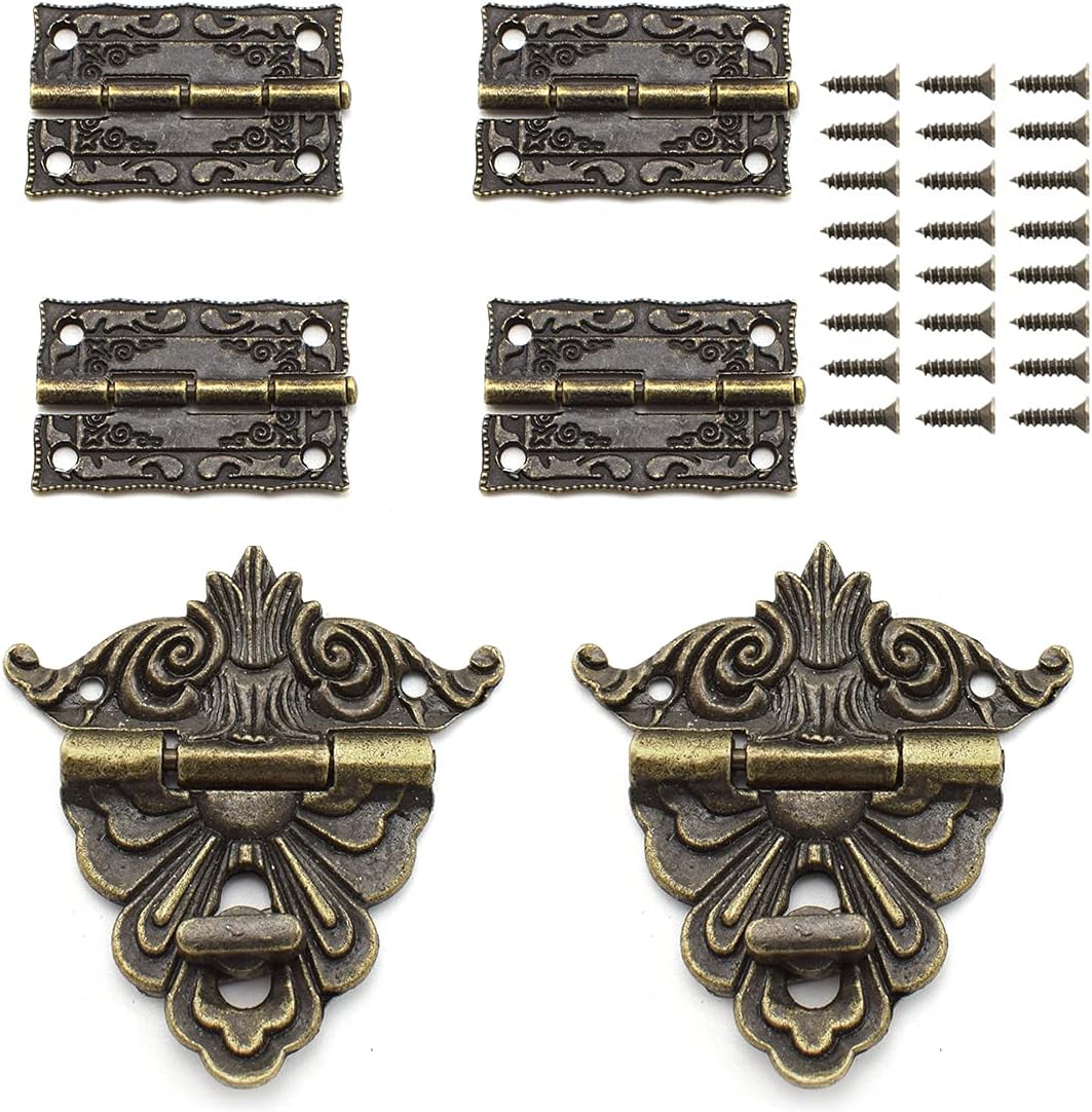 Jewelry Box Antique Lock Latch Hasp Hinges Handle Box Corner Protectors ...