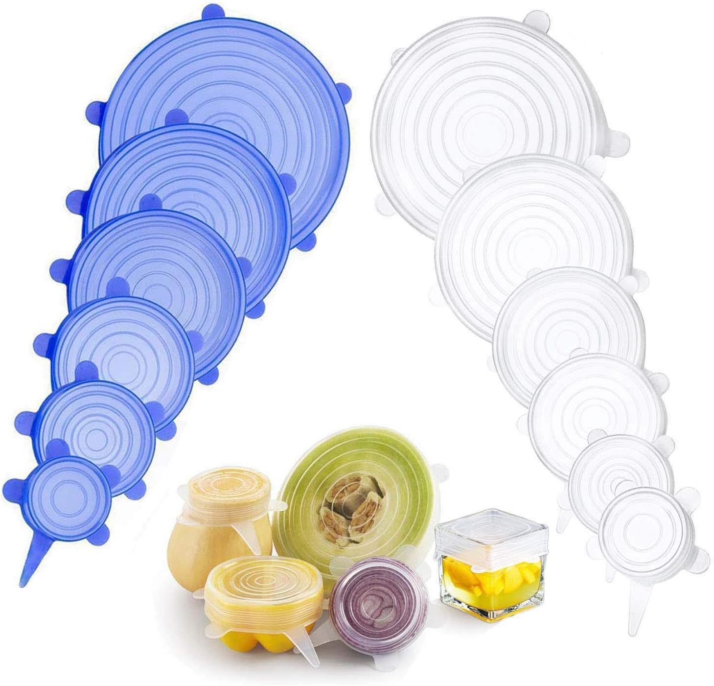 Amazon.com: Silicone Stretch Lids 12 Pack Silicone Lids Various Sizes ...