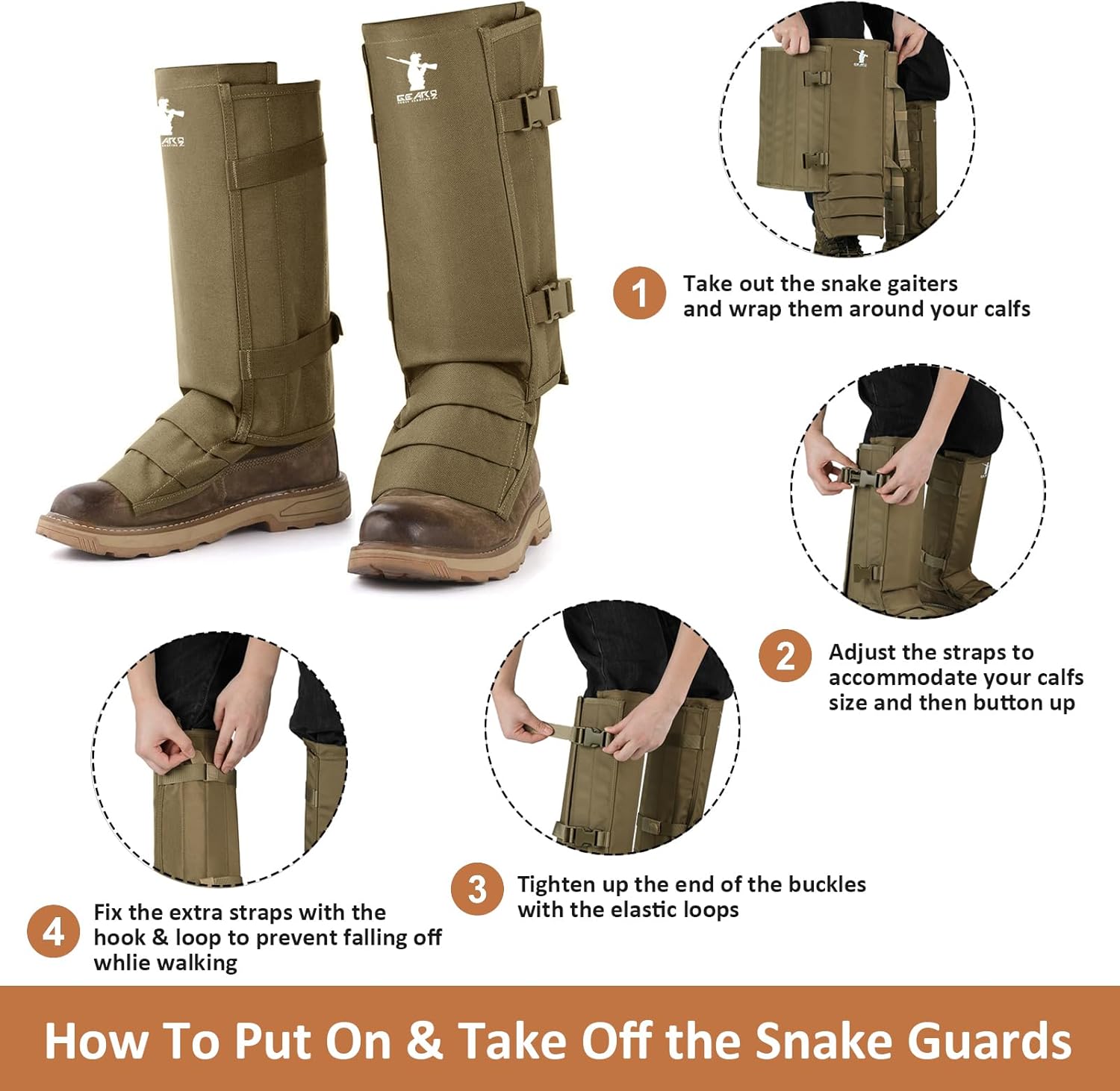 GearOZ Snake Gaiters Snake Chaps, Waterproof Lower Legs Snake Guards ...
