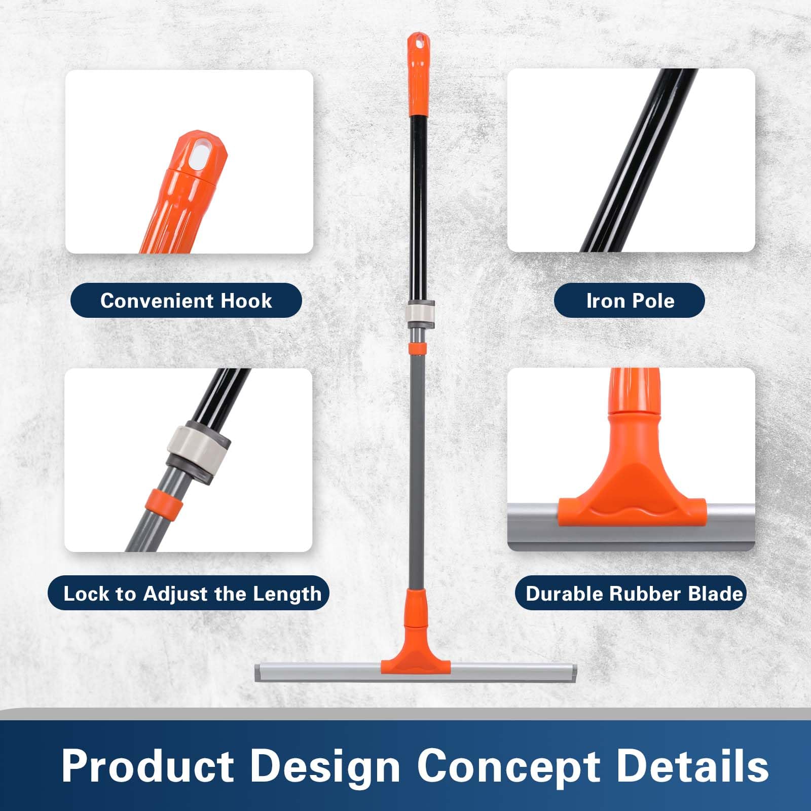 Snapklik.com : Professional Floor Scrubber Shower Squeegee,Rubber Silicone Broom