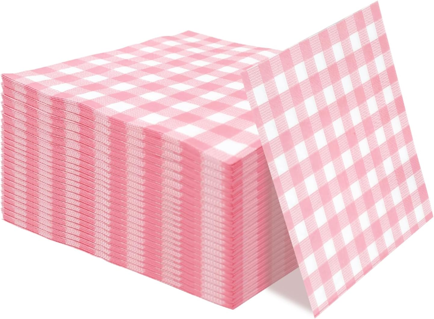 Amazon.com: 50 Pieces 3-ply Light Pink Gingham Napkins Guest Hand ...
