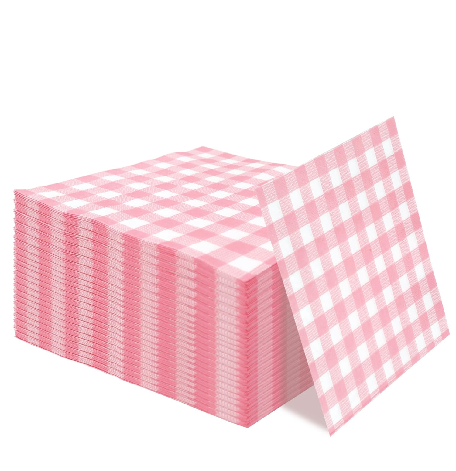 Amazon.com: 50 Pieces 3-ply Light Pink Gingham Napkins Guest Hand ...