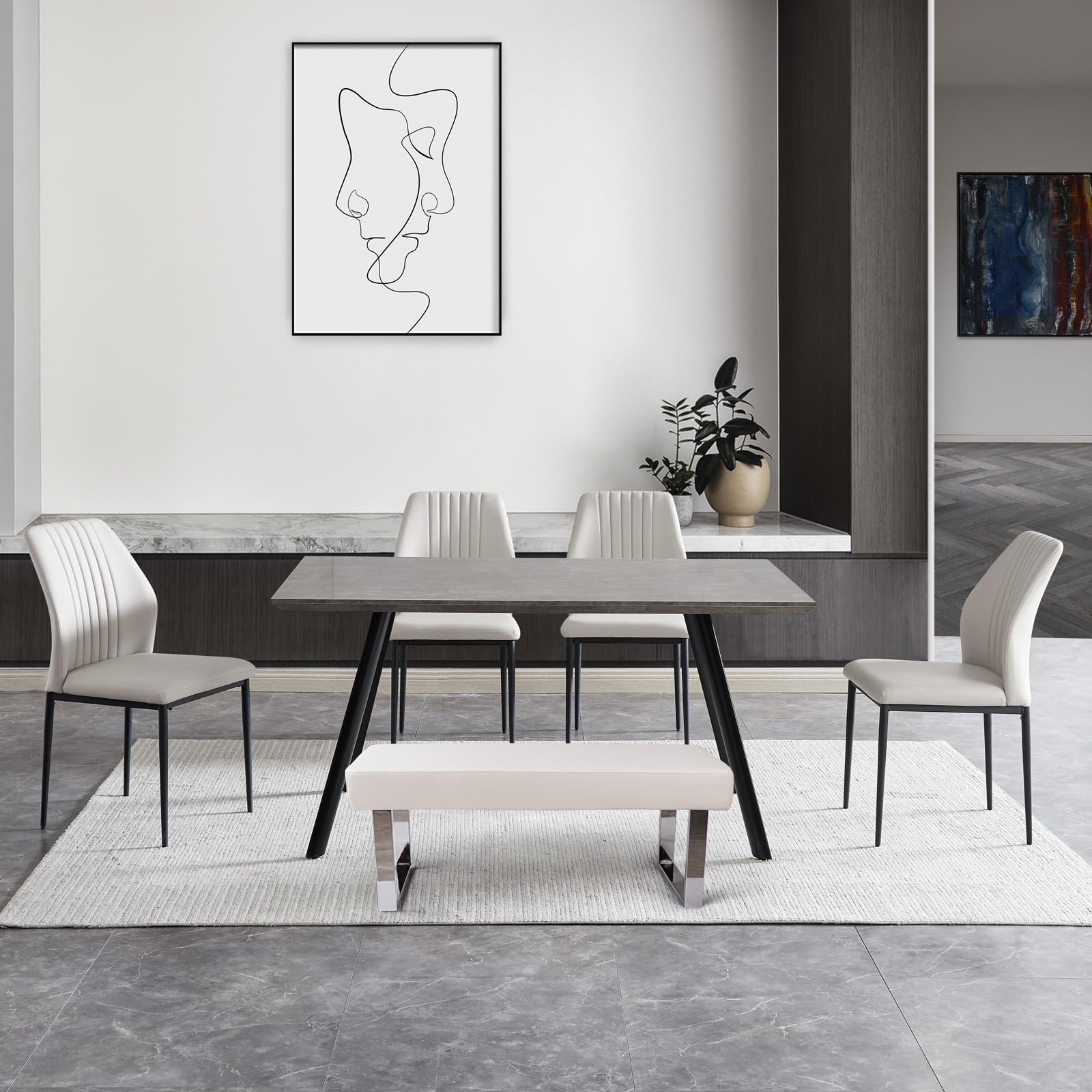 Amazon.com - ZckyCine Modern 6-Piece Dining Table Set with Rectangular ...