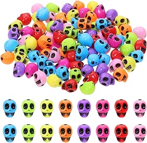 Amazon.com: PENTA ANGEL Skull Head Beads 100Pcs Assorted Color Skeleton ...