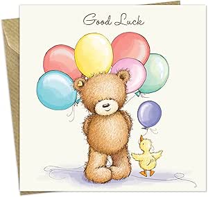 Twizler Popcorn The Bear Good Luck Card with Duck and Balloons - New ...
