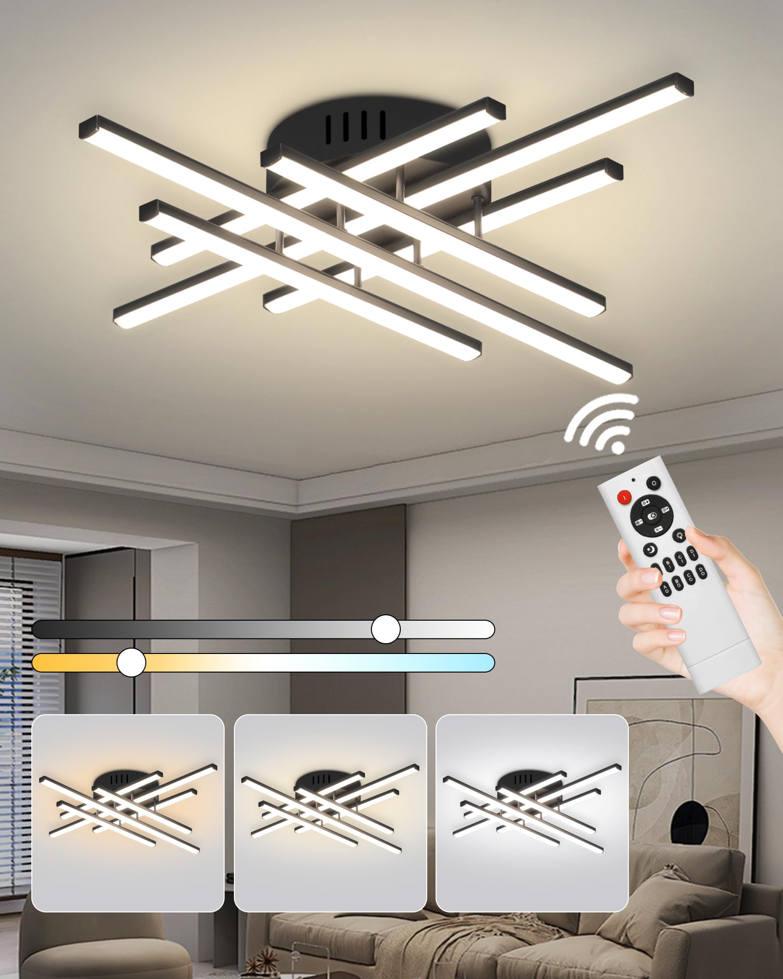 Viruhaka Living Room Ceiling Light, Modern Color Changing LED Light ...