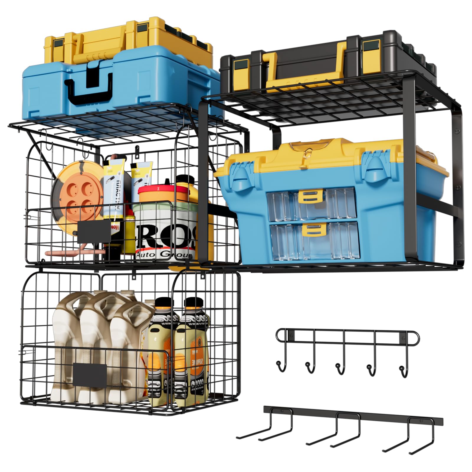 Amazon.com: AtawLege Garage Shelving Wall Mounted with Wire Baskets ...