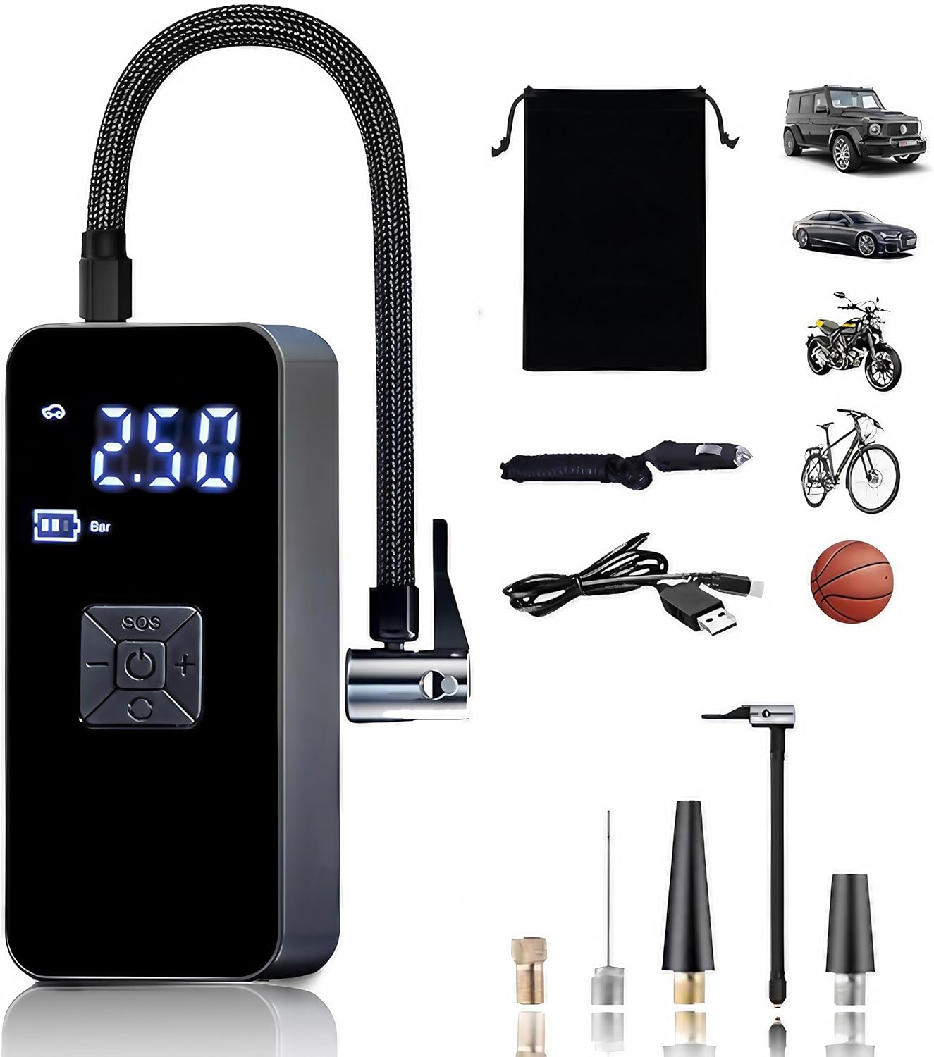 WYFVTDY Tire Inflator Portable Air Compressor Car Electric Air Pump ...