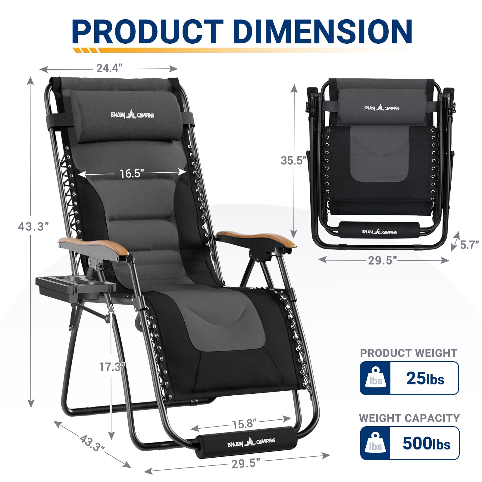 Snapklik.com : UDPATIO Zero Gravity Chair Set Of 2 XL 30In Oversized ...