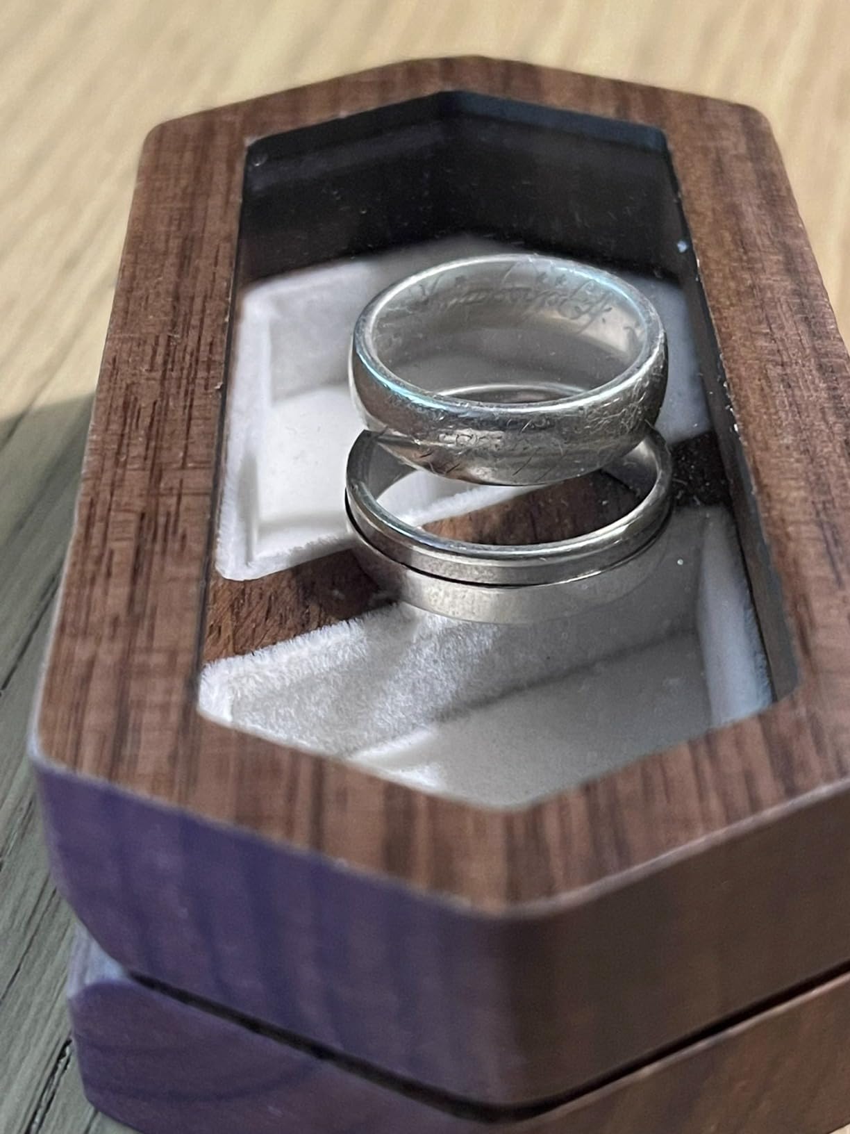Kamanan Walnuss-Ringbox für 2 Ringe Retro Ring-Kasten Ring ...