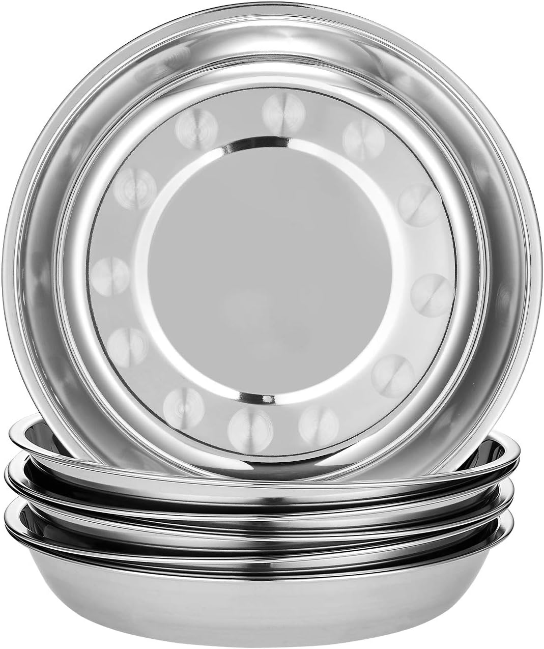 Amazon.com | Eslite 6-Piece 18/10 Stainless Steel Round Plates,Dinner ...