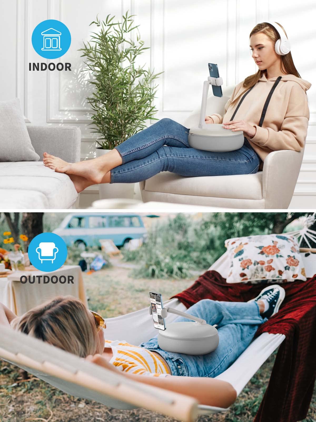 SAIJI Cell Phone Pillow Holder for Bed,Easy to Adjust Angle Height with ...