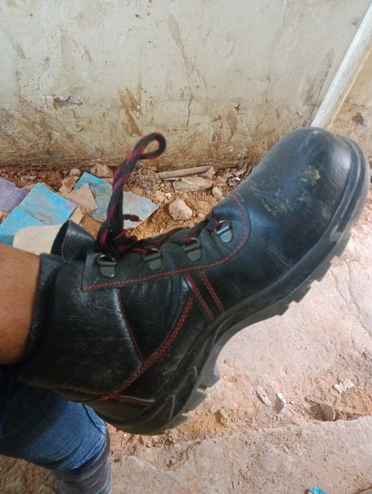 Karam FS21 Black Leather Safety Shoes for Men | Double Density with ...