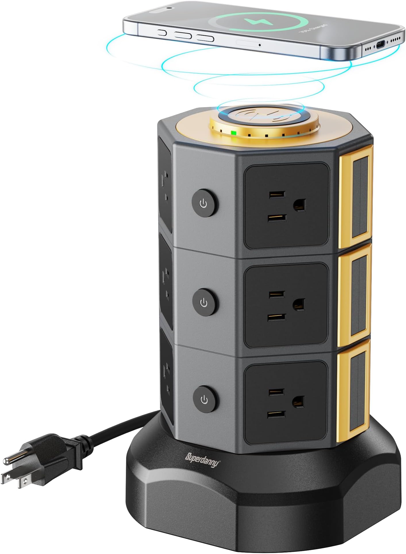 Amazon.com: Power Strip Tower, SUPERDANNY Surge Protector Tower with ...