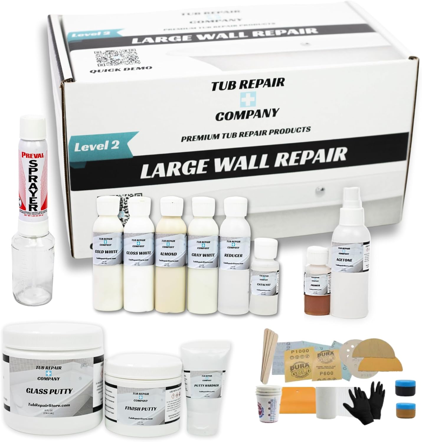 Tub Repair Kit with Color Match, Strong Fiberglass Repair kit, Repairs Non-weightbearing ...