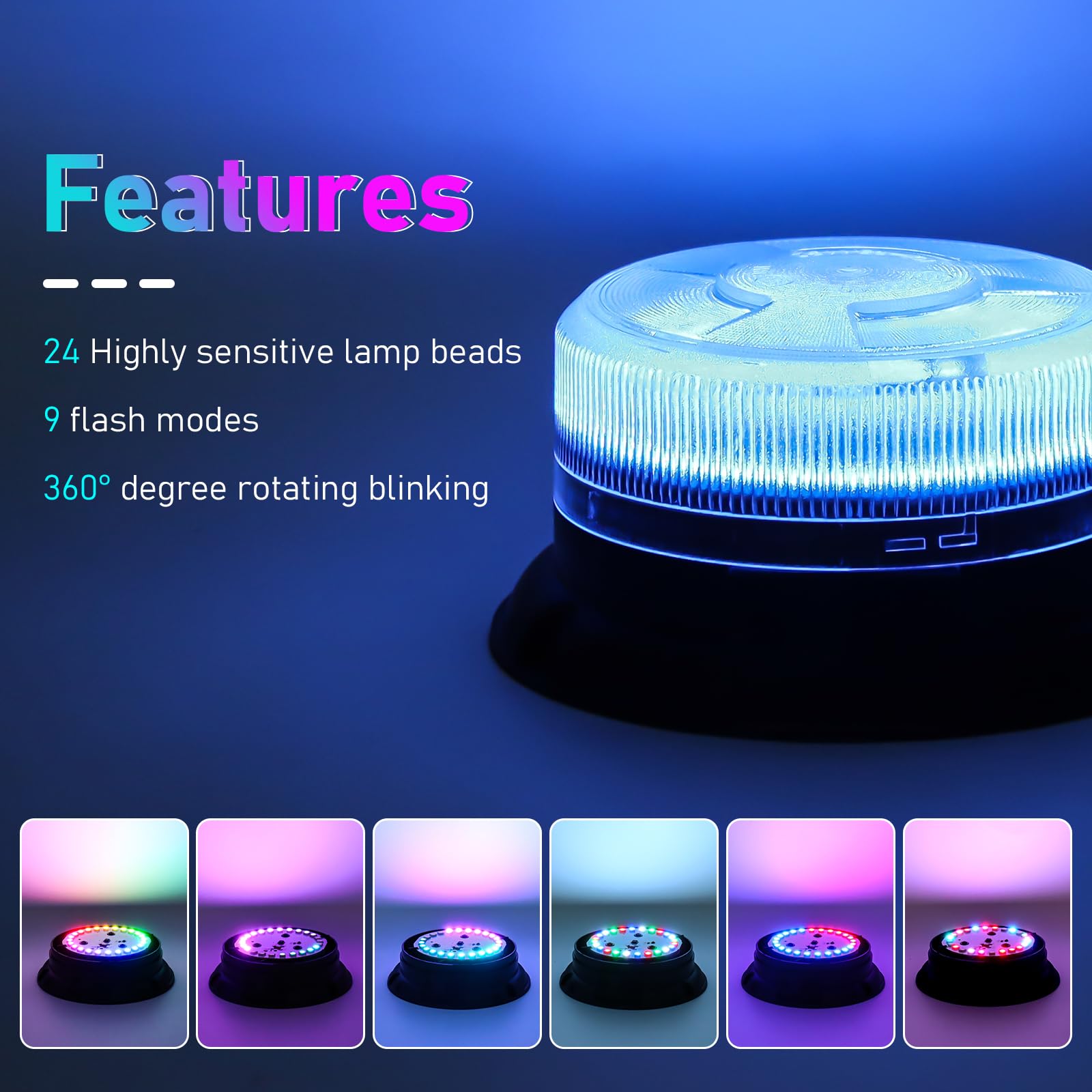 Snapklik.com : Wireless Magnetic LED Beacon Light,Purple Green Blue ...