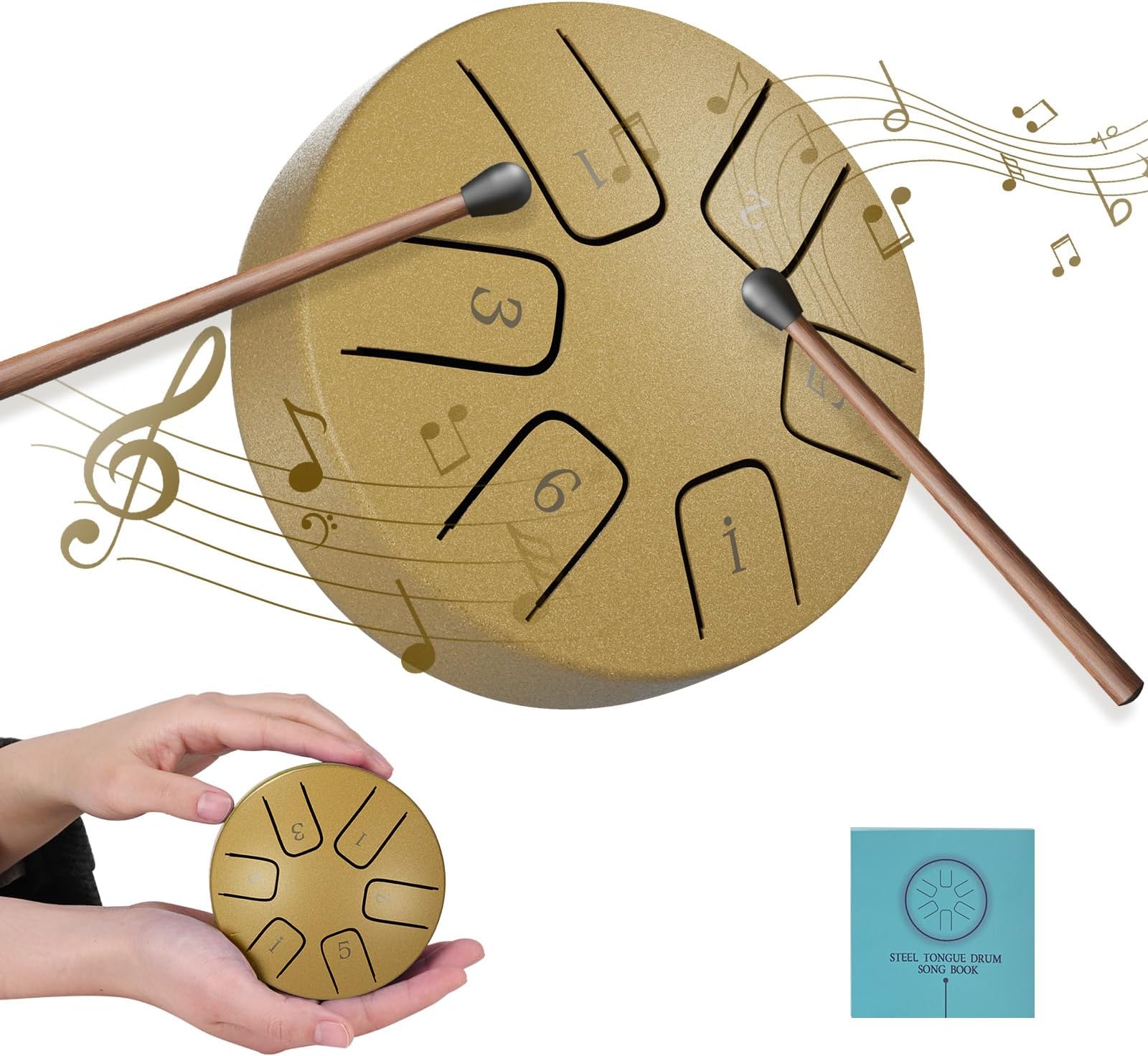 Steel Tongue Drum, Sunowl 3 Inch 6 Note Tongue Drum C Key, Mini Handpan ...