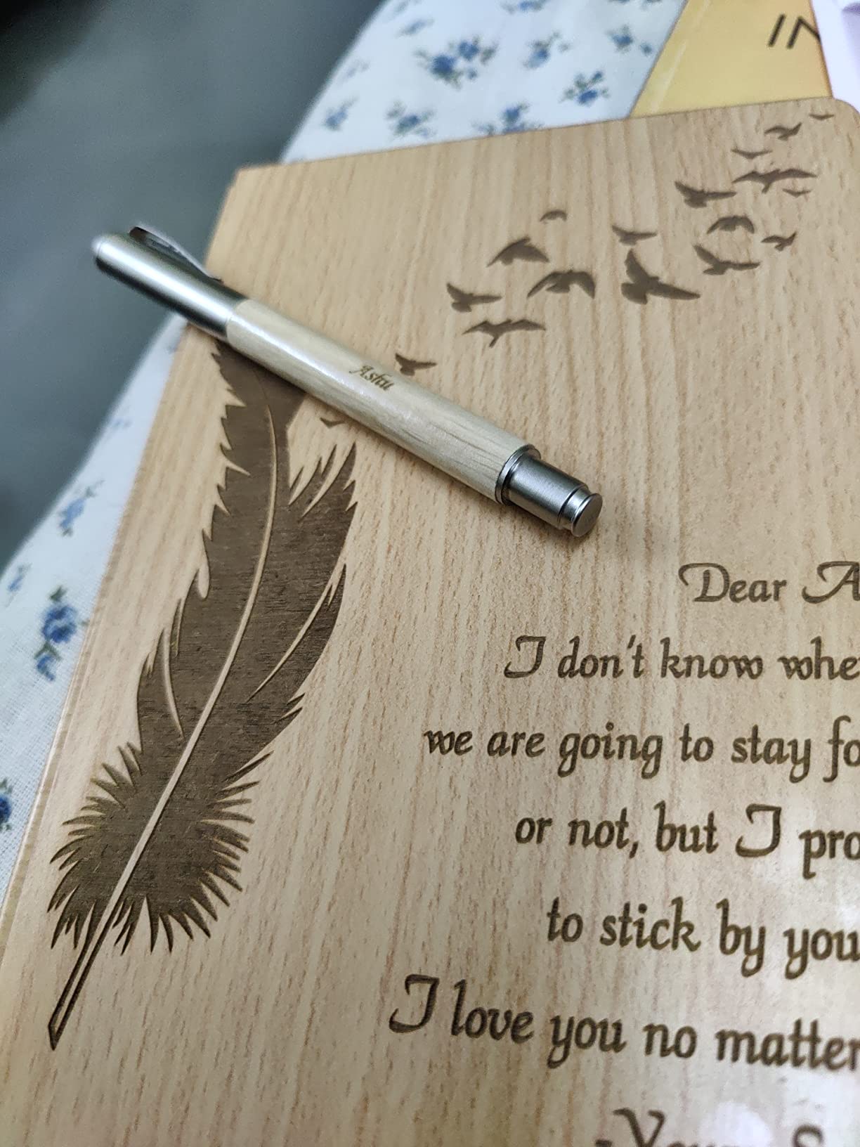 GFTBX Personalized Name Wooden Diary With Pen - Useful Gift Set For ...