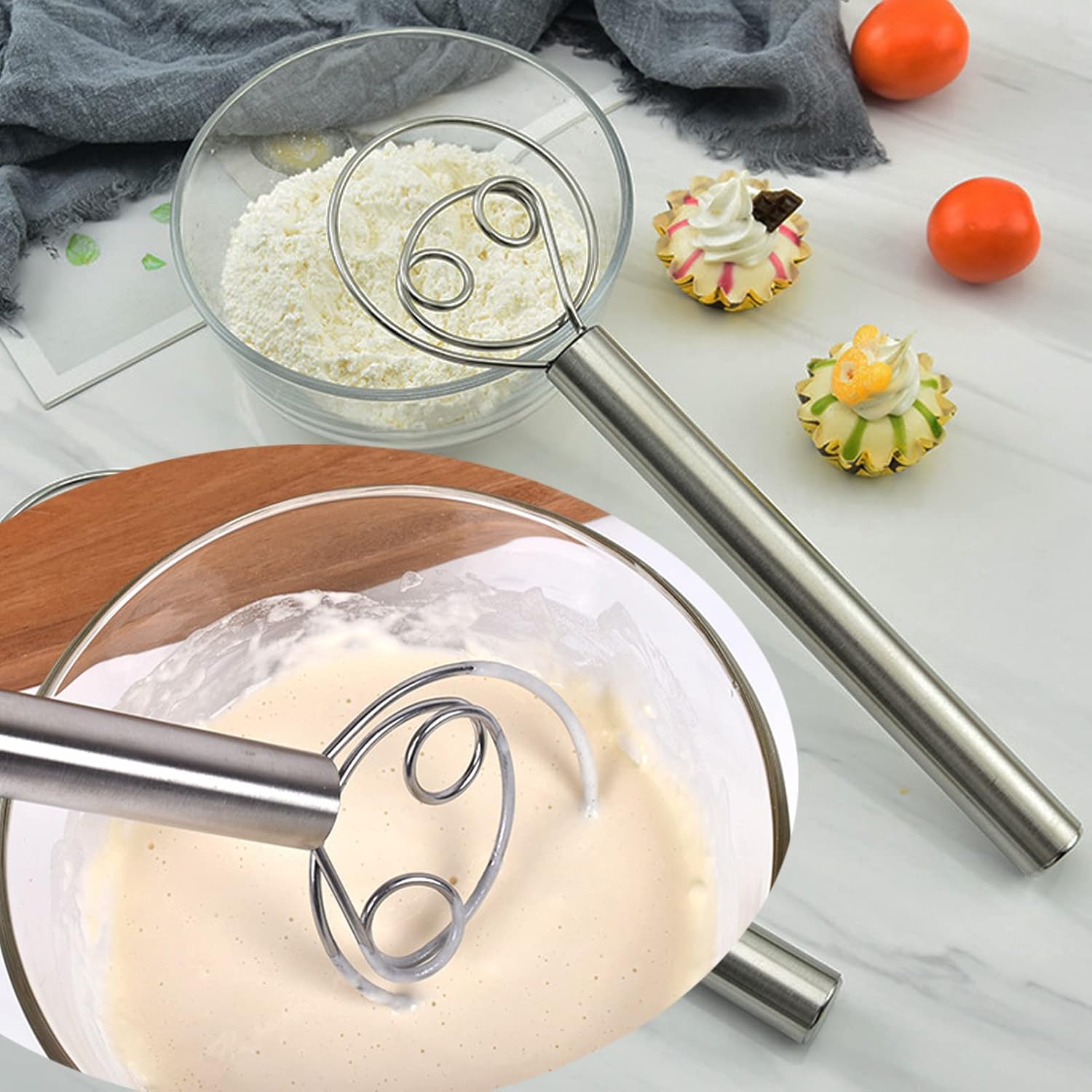 Whisk, Bread Whisk Stainless Steel, Hand Mixer Bread Baking Tools for ...