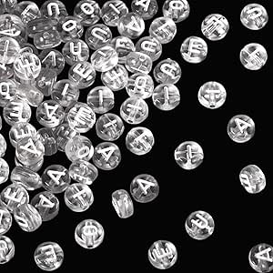 Amazon.com: Pandahall 100Pcs Vowel Letter Beads Acrylic Clear Alphabet ...