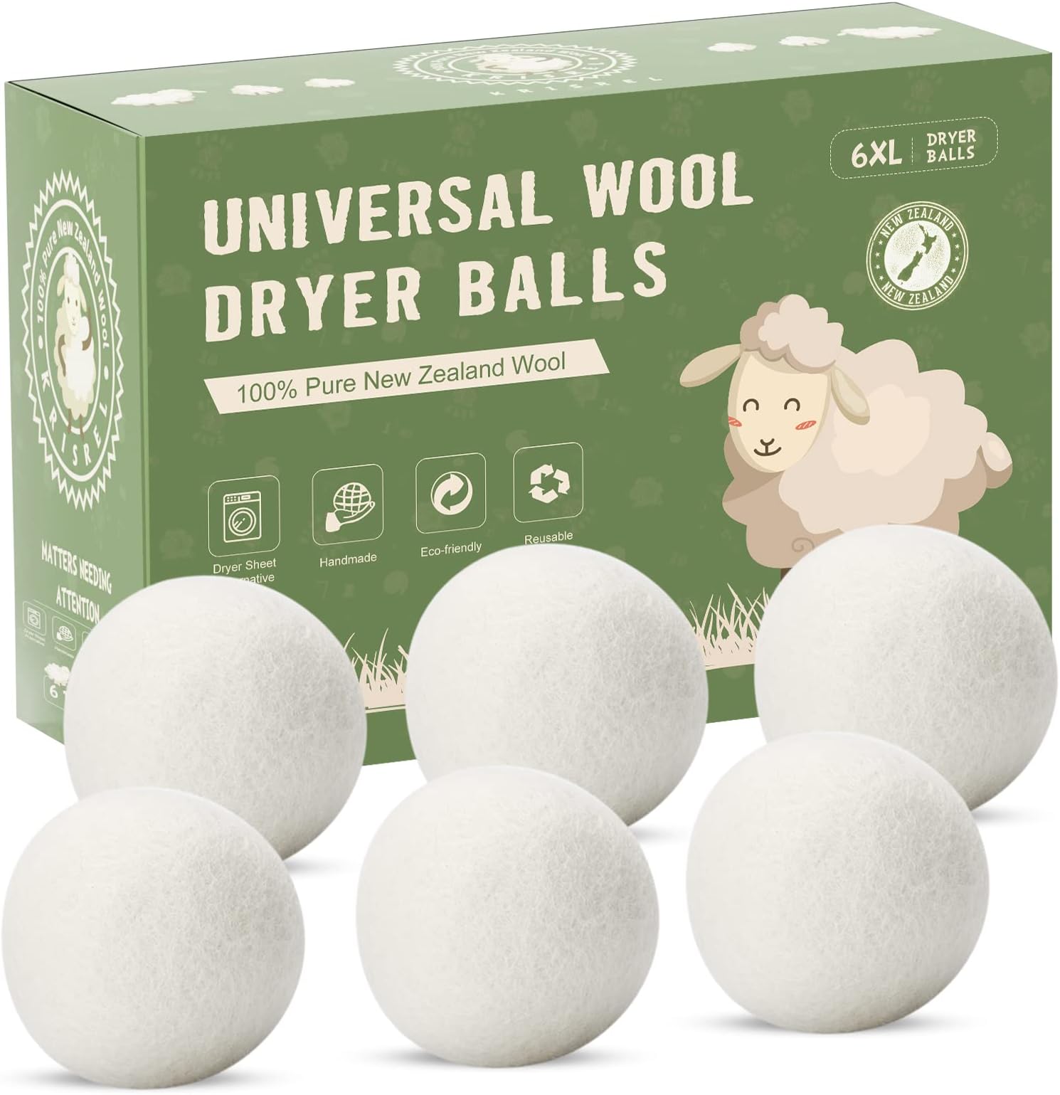Amazon.com: Wool Dryer Balls XL 6 Pack, Organic Natural Wool for ...