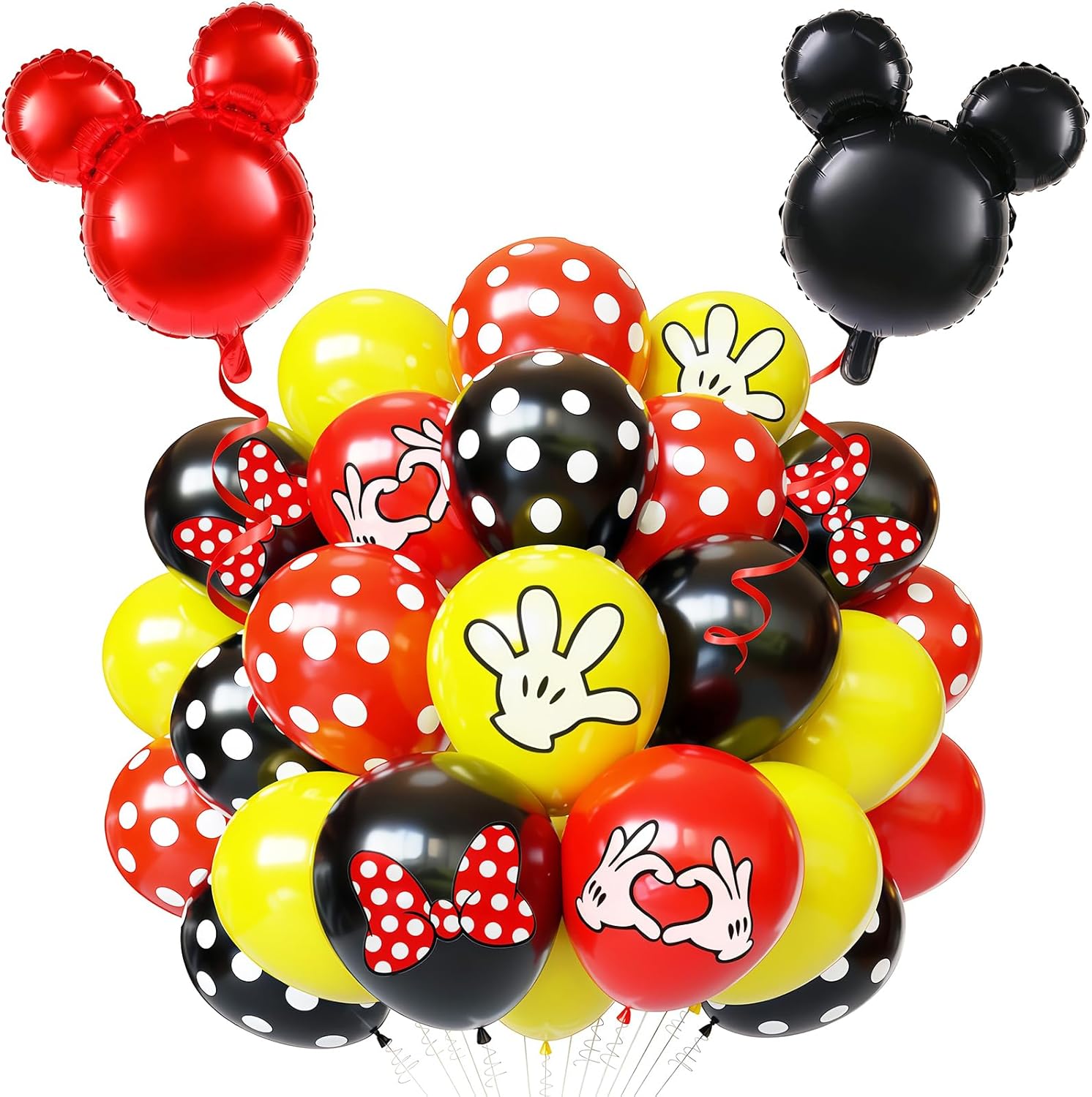 Amazon.com: Black Red Yellow Balloon 64Pcs 12 Inch，Cute Print Balloons ...